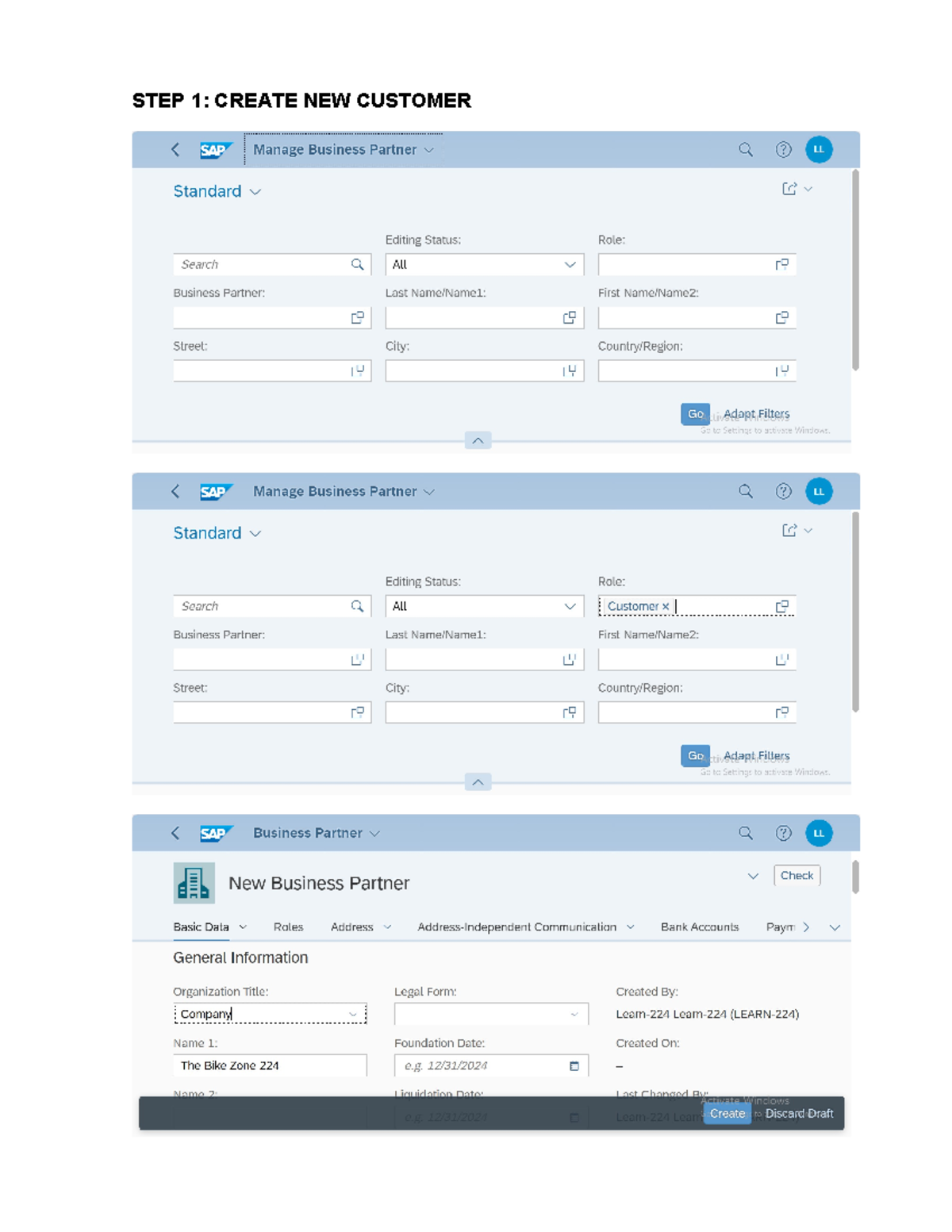 ktct bài tập c6 - Kinh tế chính trị - STEP 1: CREATE NEW CUSTOMER STEP 2: CREATE CONTACT PERSON ...
