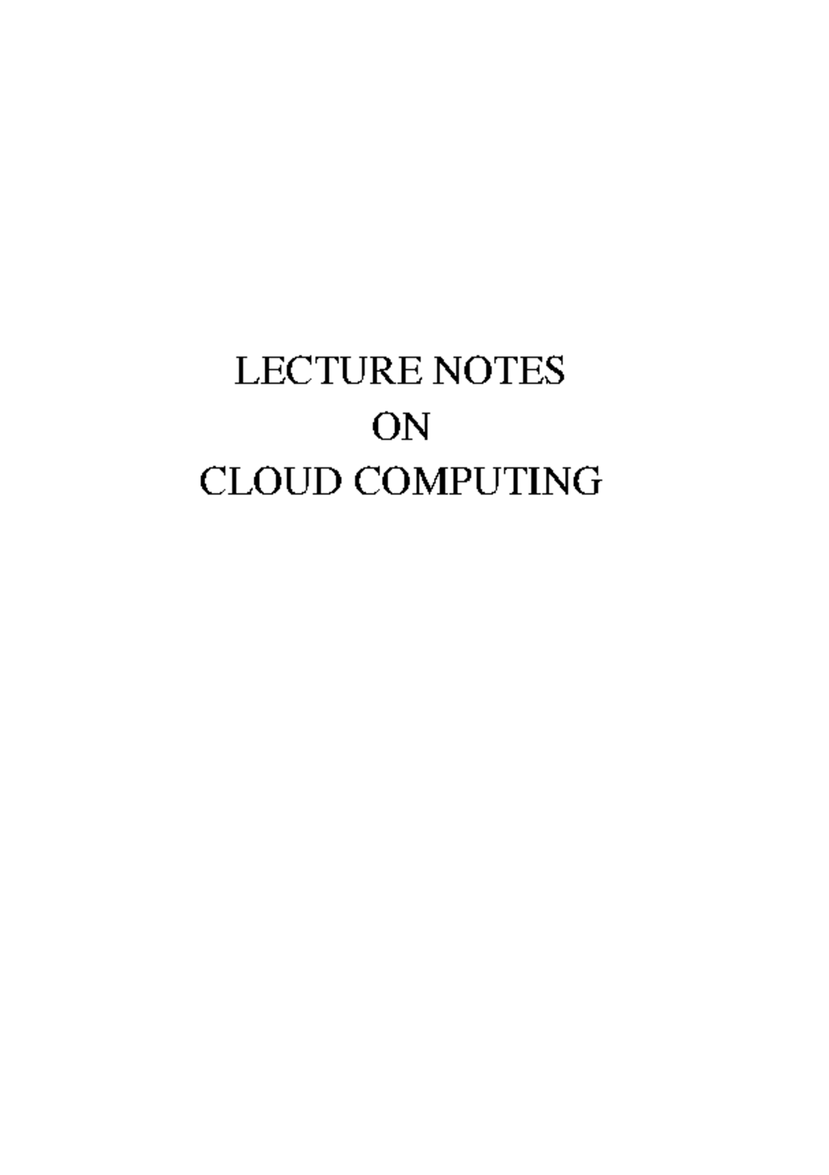 Cloud Computing 1 U1 Lecture Notes 1 Lecture Notes On Cloud Computing Unit Introduction