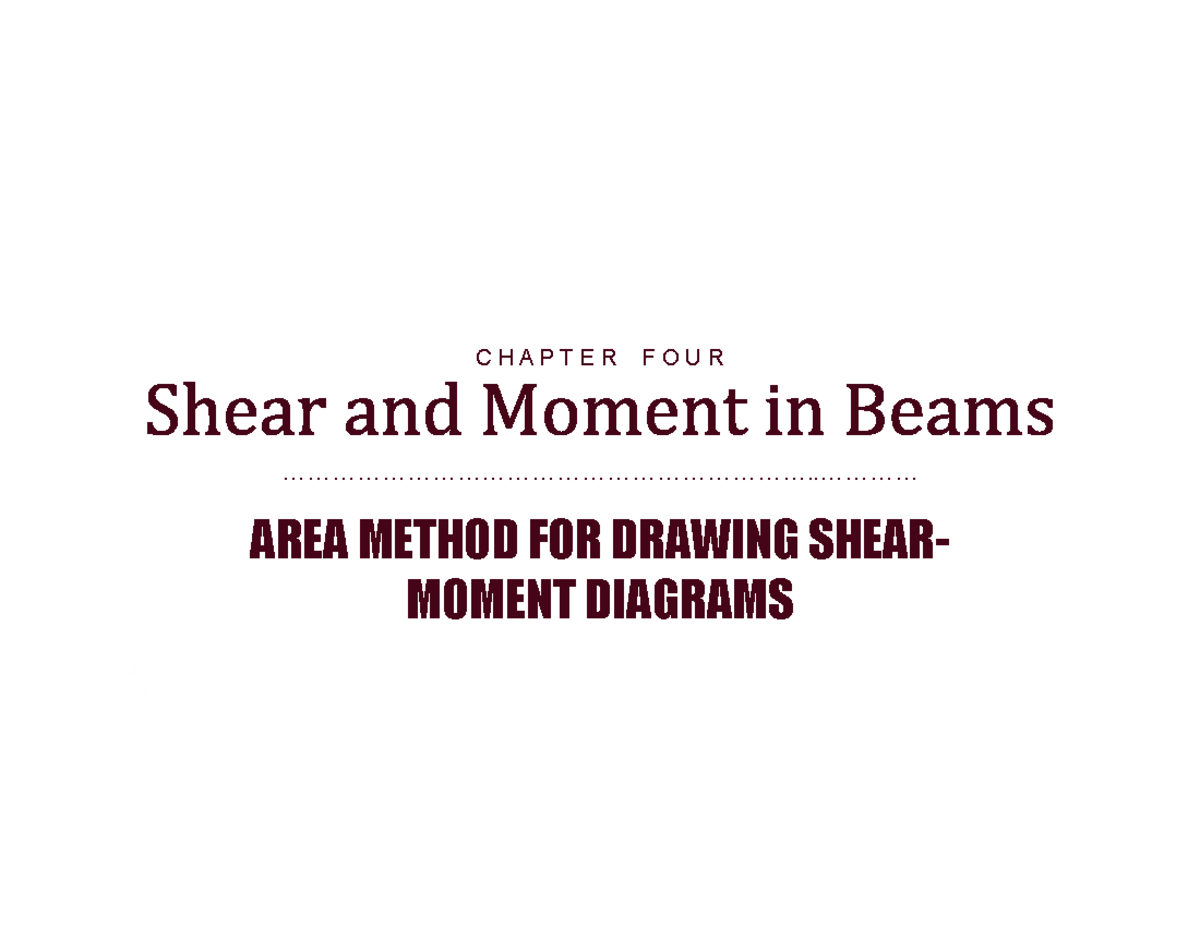 Area Method for Drawing Shear-Moment Diagrams - C H A P T E R F O U R ...