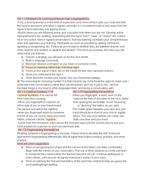ASL Unit 1.1 Getting Started Notes - American Sign Language Unit 1 ...