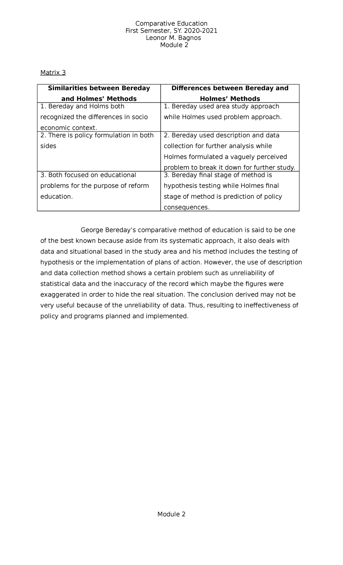 This is an explanation in comparative education for college in ...