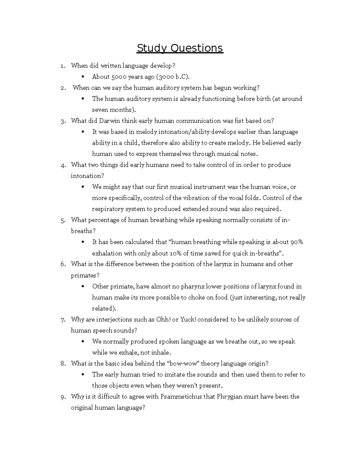 Linguistica Preguntas - Study Questions When did written language ...