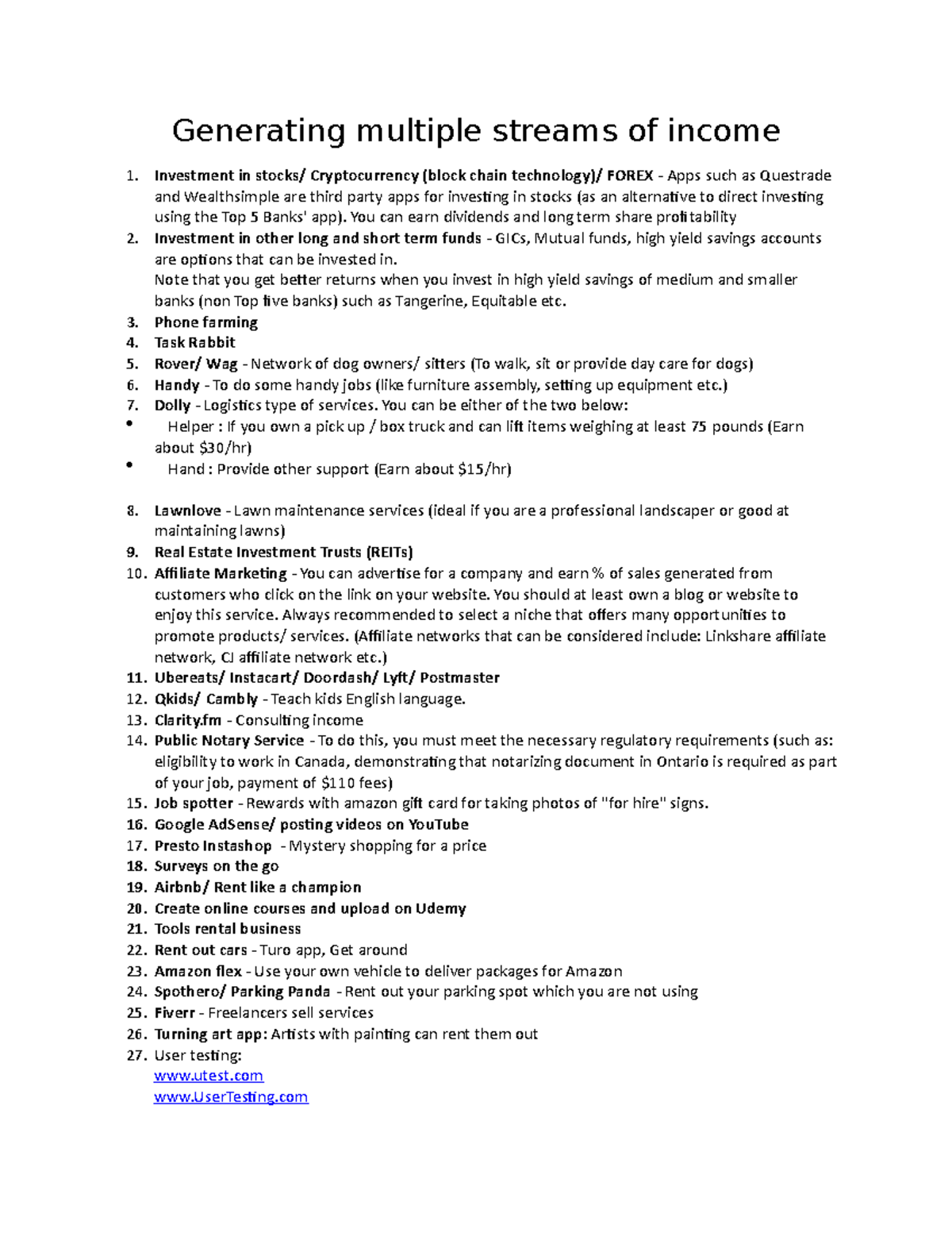 Generating multiple streams of income - Generating multiple streams of ...