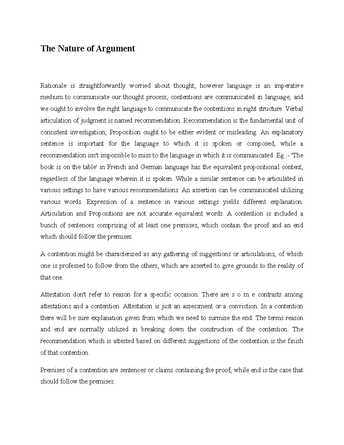 The Nature of Argument - The Nature of Argument Rationale is ...