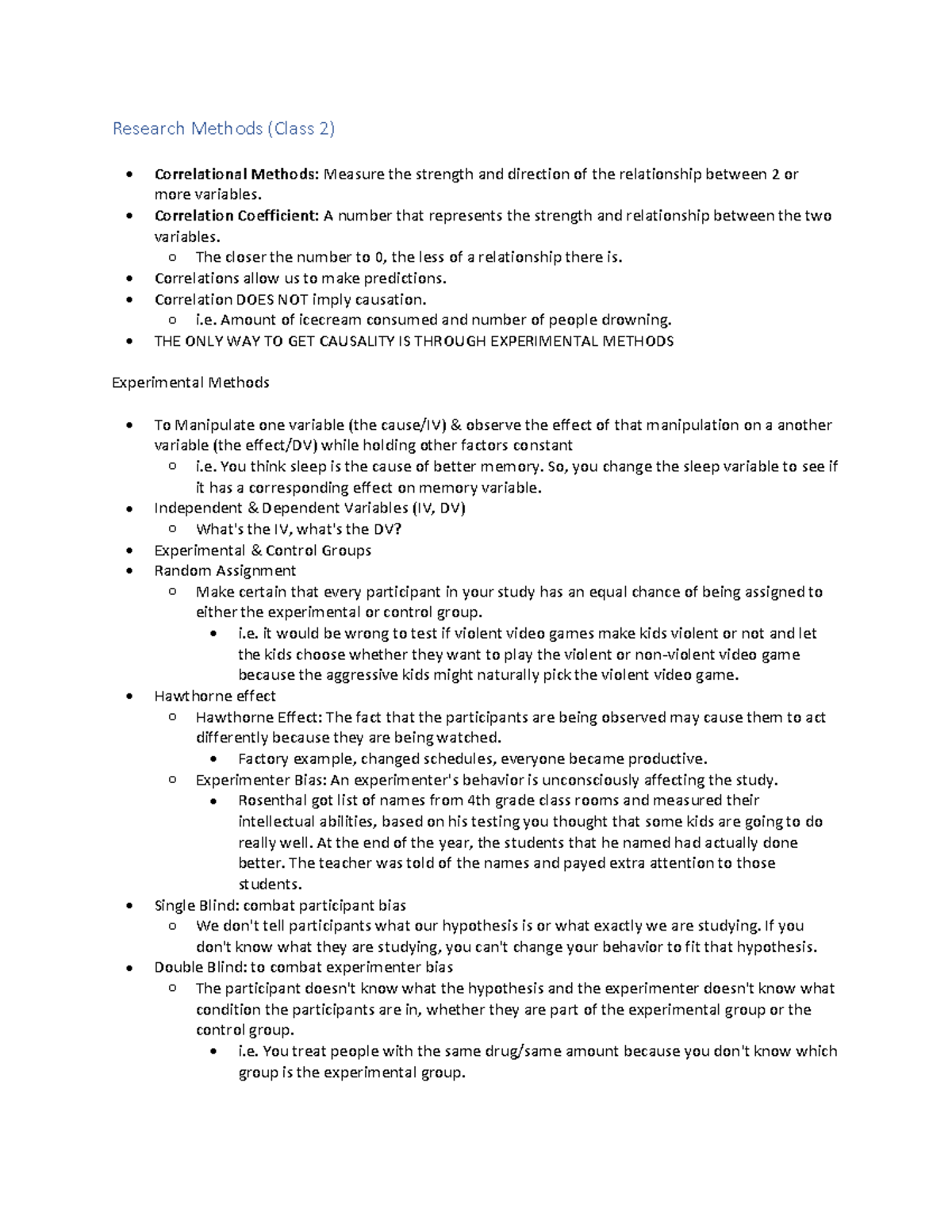 Research Methods - C2 - Course: Introduction to Psychology Instructor ...