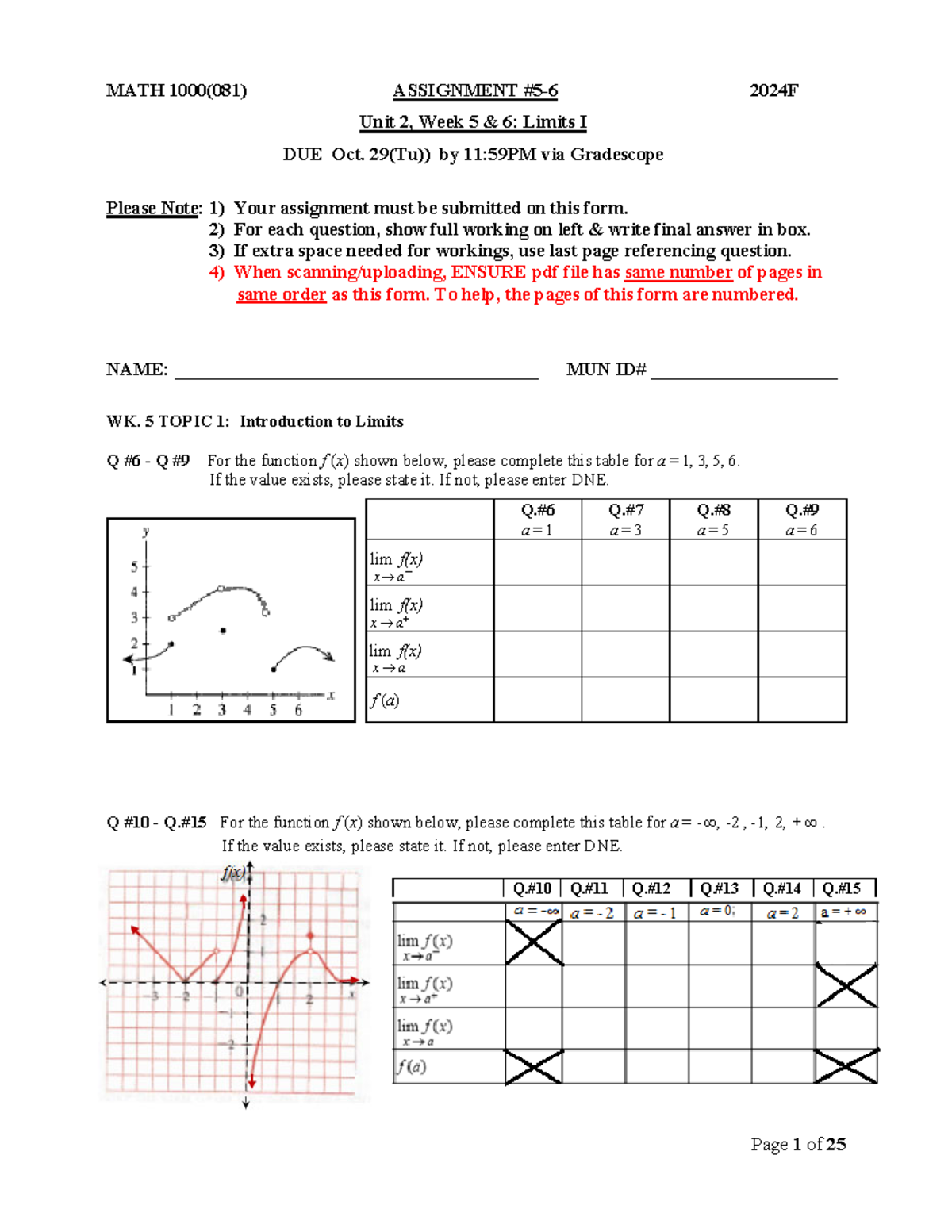 M1000 A5-6 Written - Assignment - MATH 1000(0 8 1) ASSIGNMENT # 5 -6 ...