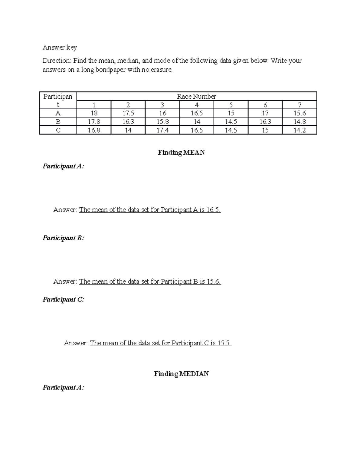 How to solve using mean, median, and mode answer key - Answer key ...