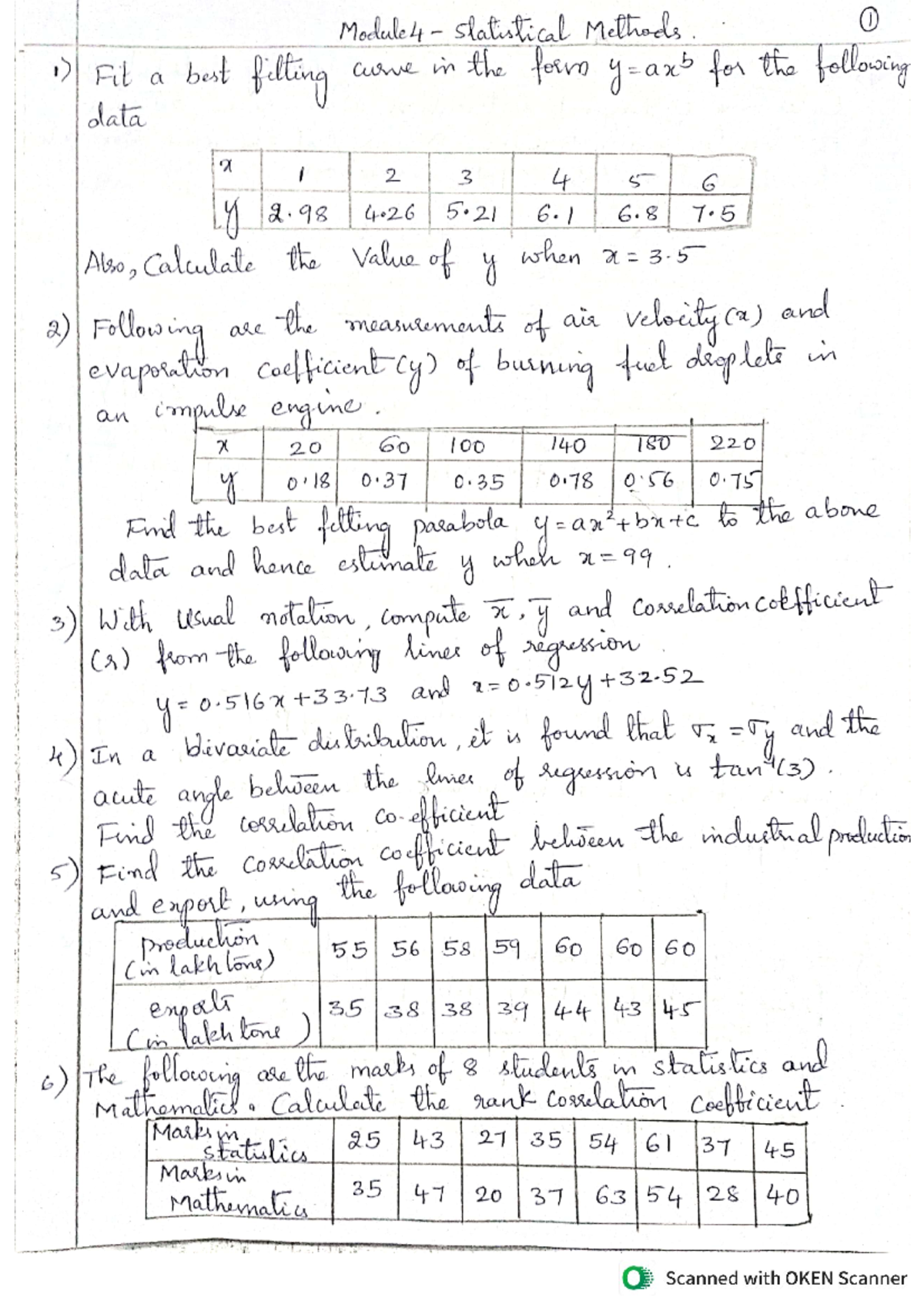 Module-4-Statistical Methods - x 20 60 100 140 180 220 y 0 0 0 0 0 0 Find the best filling ...