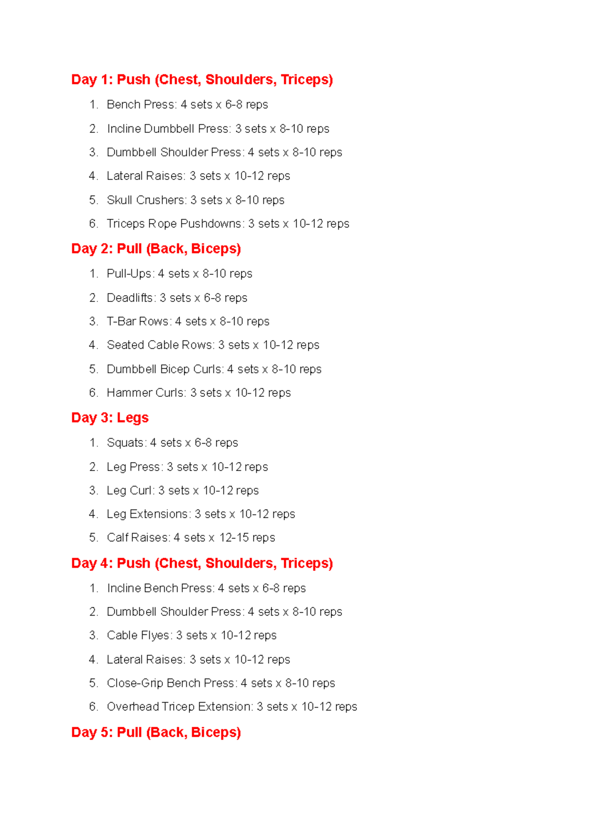 8 Weeks Training Plan - dfdf - Day 1: Push (Chest, Shoulders, Triceps ...