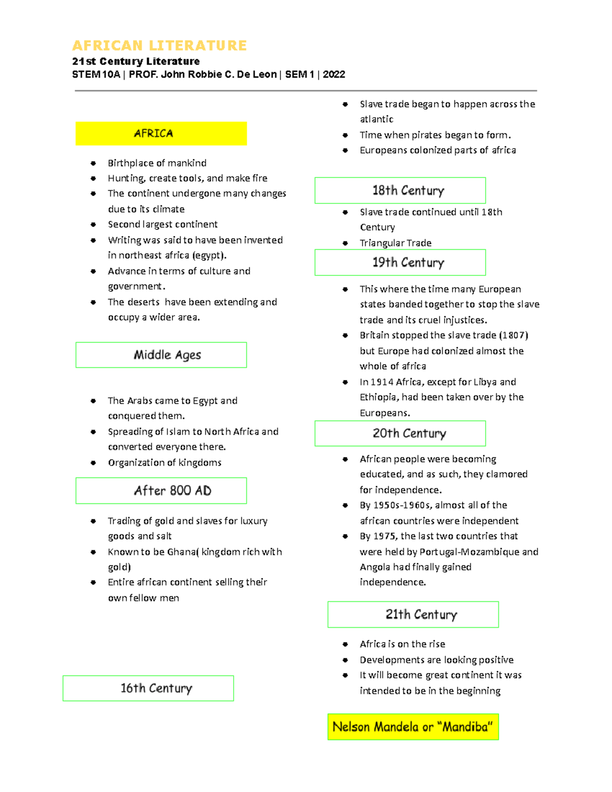 African Literature - _____ - AFRICAN LITERATURE 21st Century Literature ...