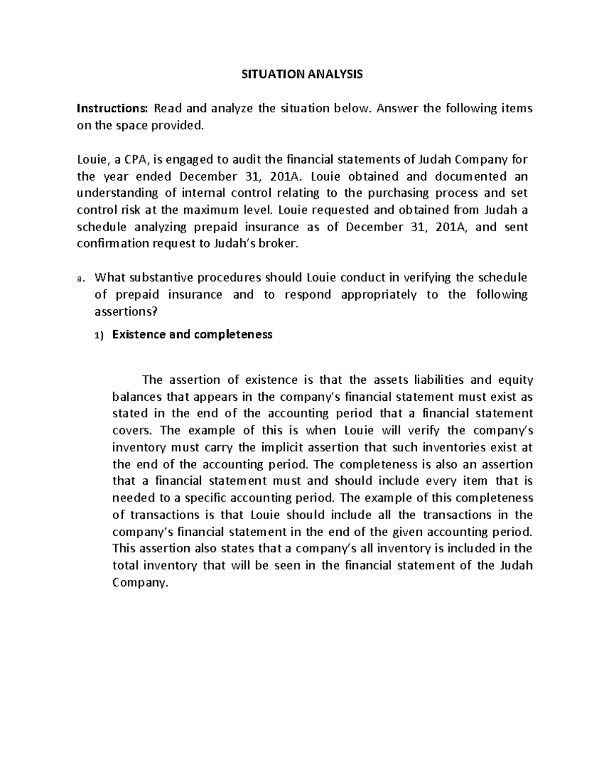 Activity 3 - practice materials - SITUATION ANALYSIS Instructions: Read ...