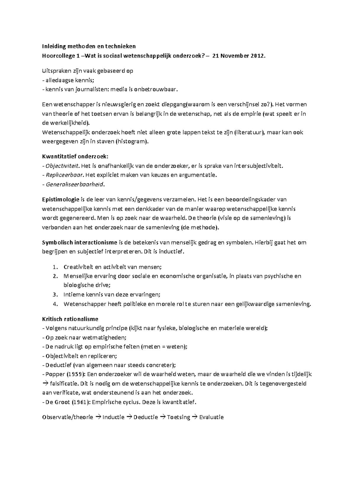 College-aantekeningen Inleiding methoden en technieken 2012/2013 ...