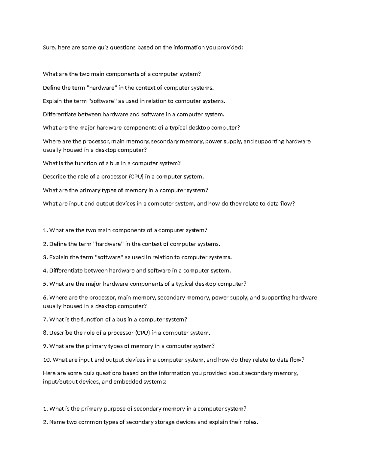 CSI9 QUIZ - csi - Sure, here are some quiz questions based on the information you provided: What ...