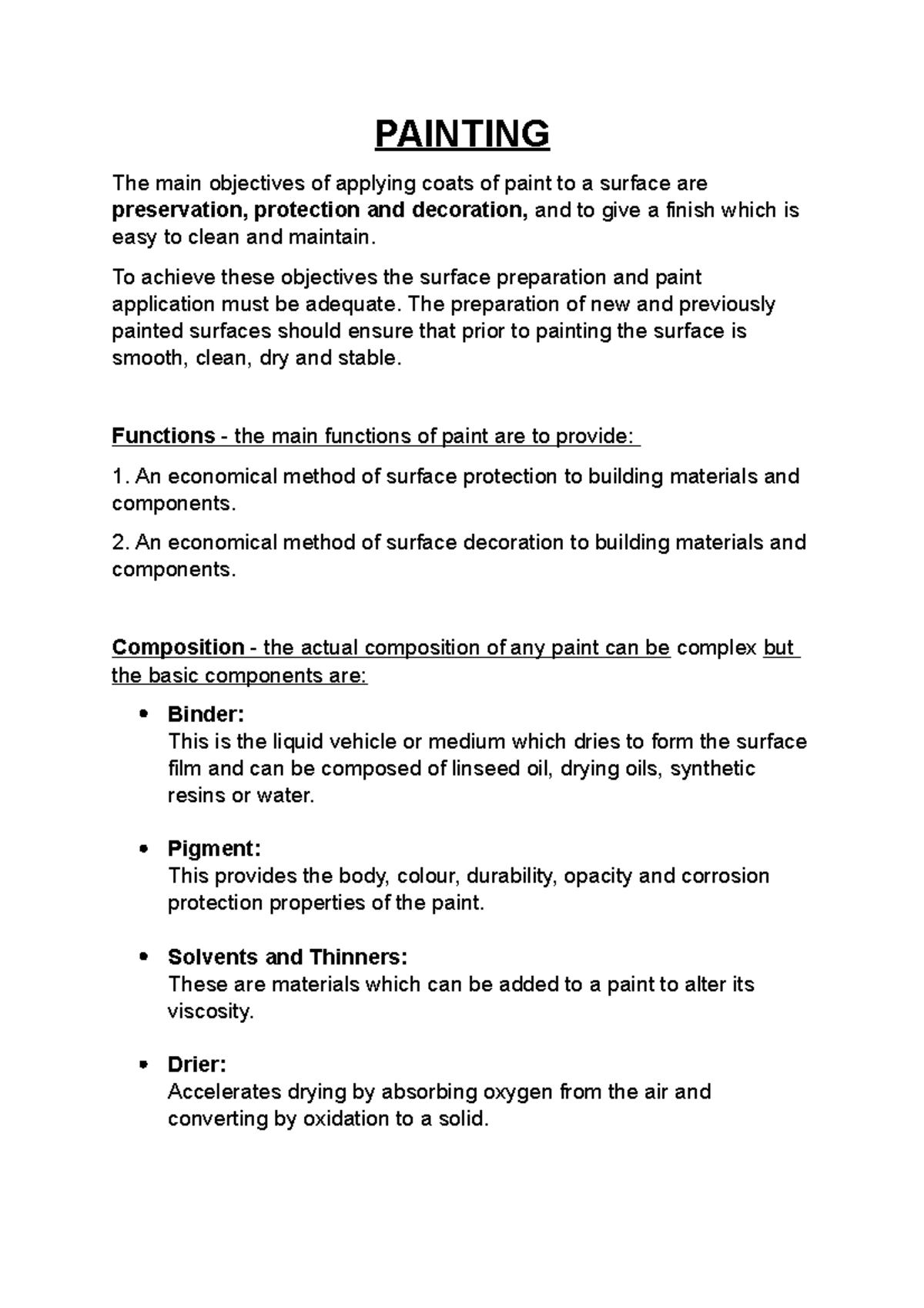 Painting - dct - PAINTING The main objectives of applying coats of ...