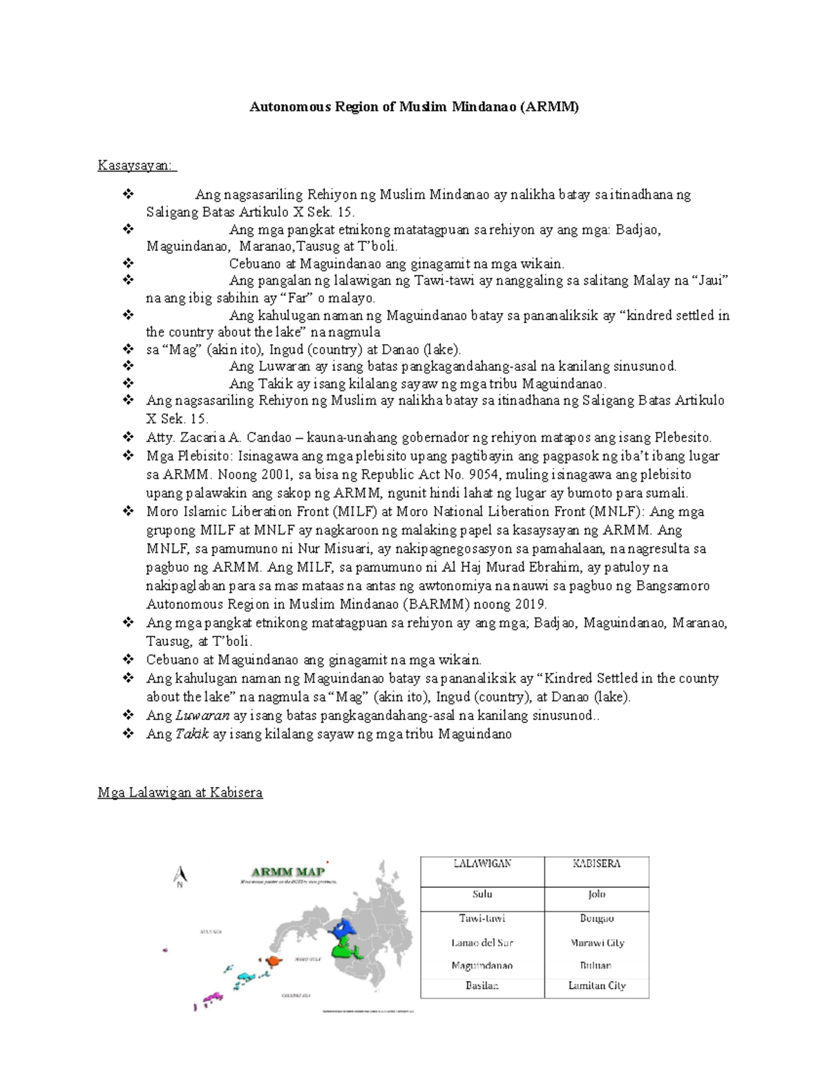 Rehiyon ng ARMM - Autonomous Region of Muslim Mindanao (ARMM ...