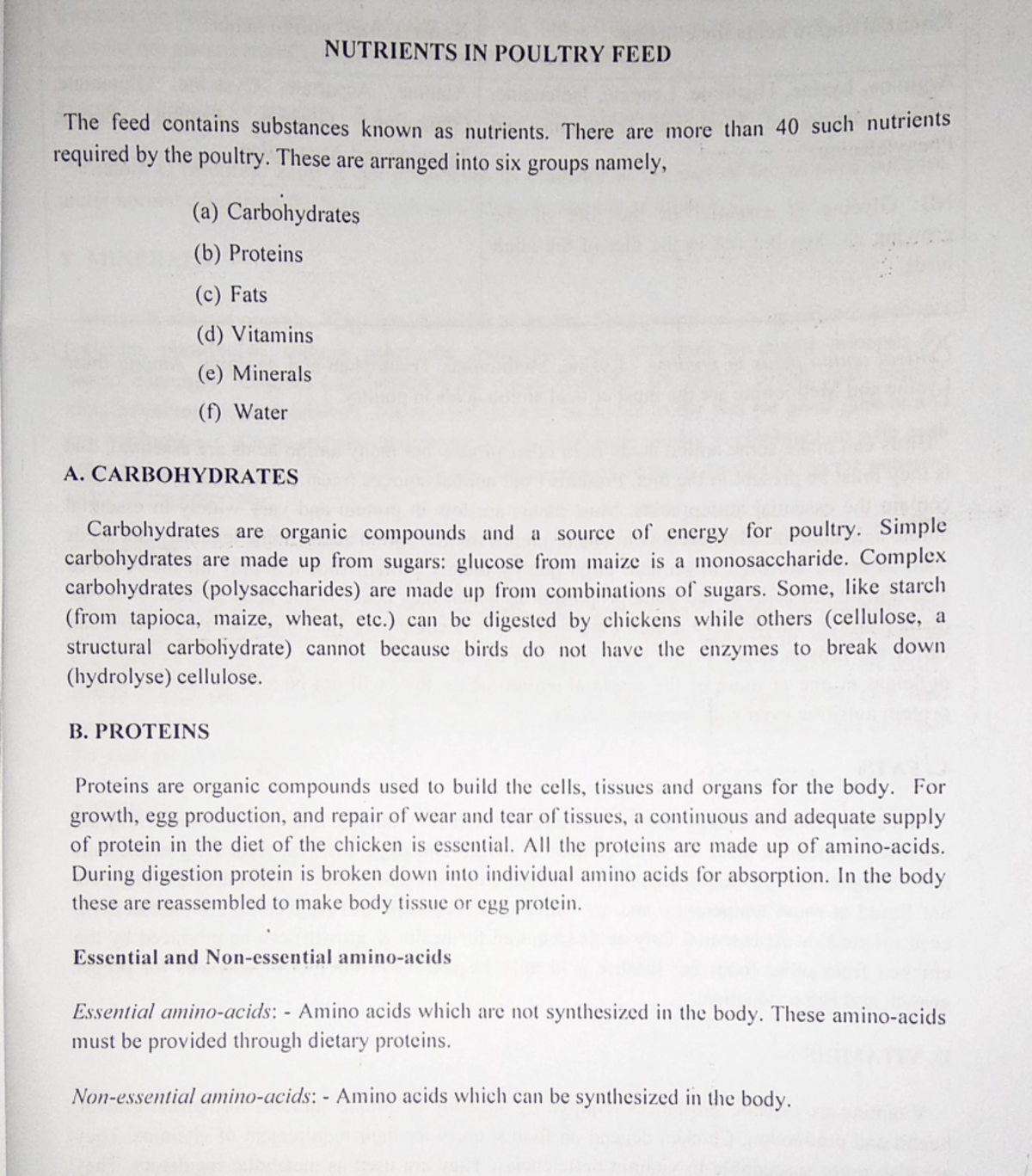 Nutrients in Poultry feed - Poultry science - Studocu