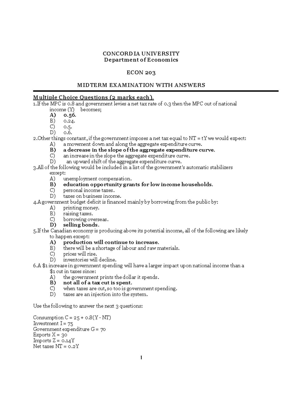 Midterm 2018 Questions And Answers Warning Tt Undefined Function 32 Concordia University