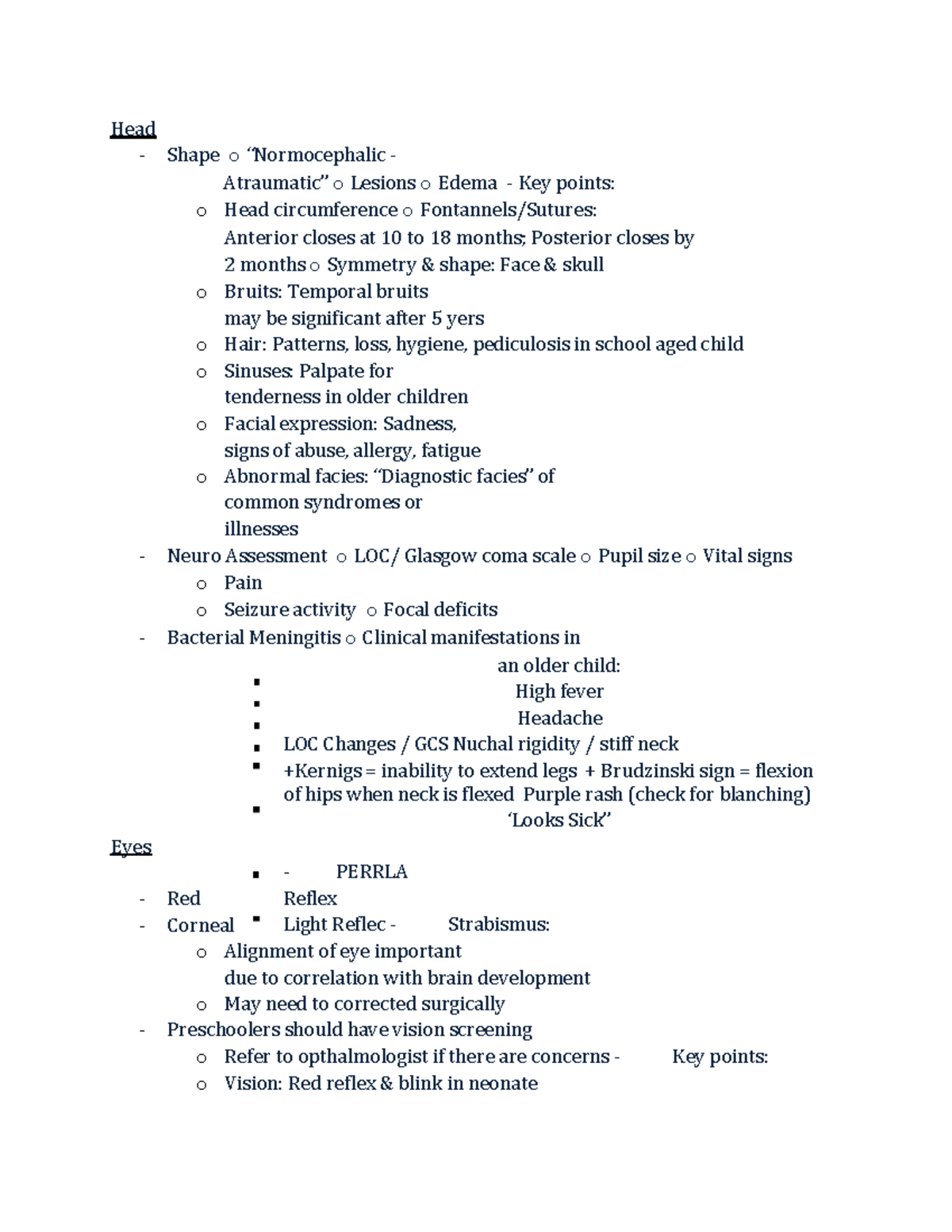 Head Notes - summary - Head - Shape o “Normocephalic - Atraumatic” o ...