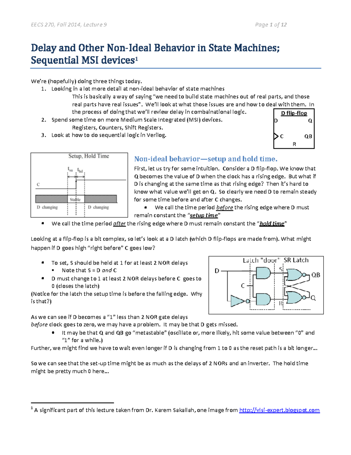 Introduction To Logic Design Eecs 270 20152016 Lecture Notes 1 Were Hopefully Doing