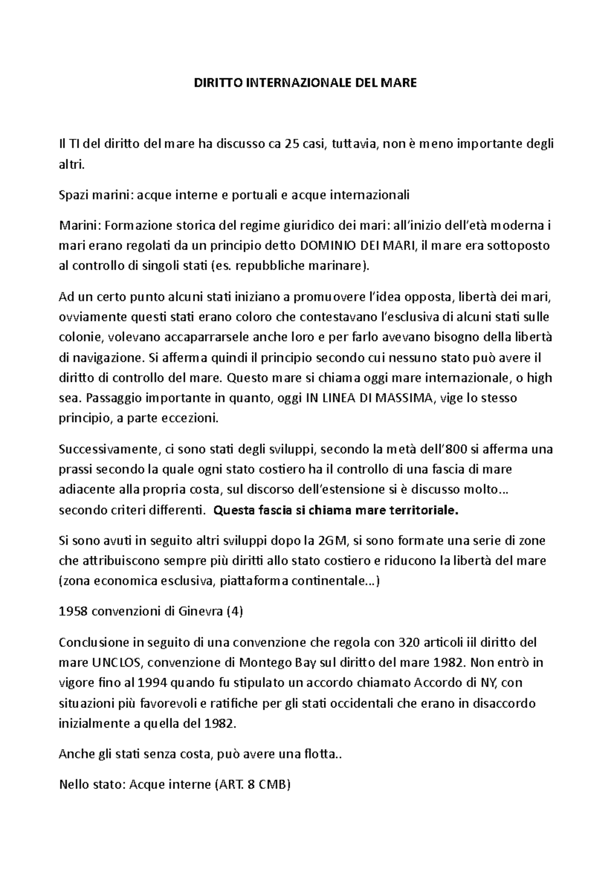 Il diritto del mare: legislazione e fonti - DIRITTO INTERNAZIONALE DEL MARE Il TI del diritto ...