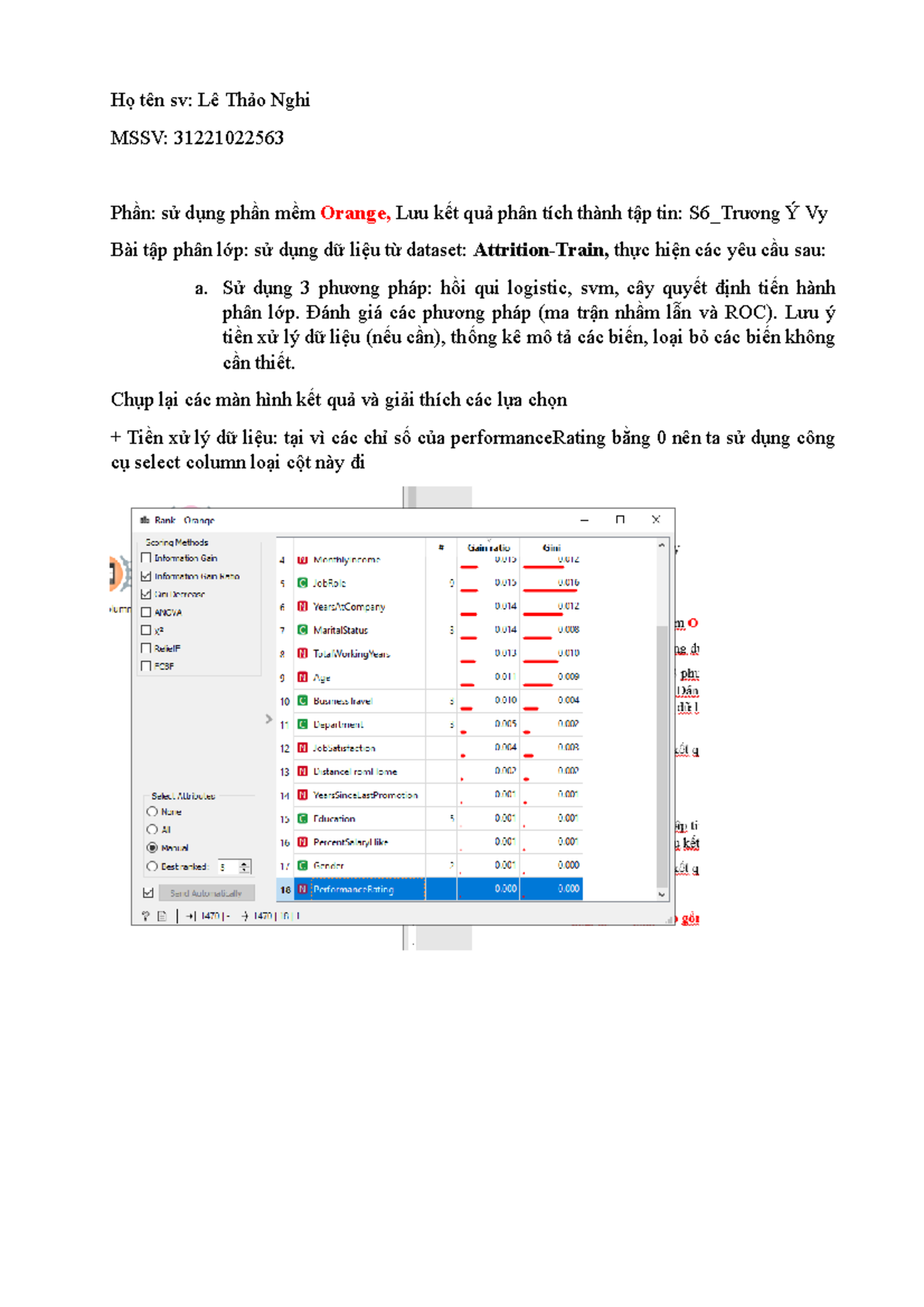 Khdl 2 - Bài tập Khoa học dữ liệu - Họ tên sv: Lê Thảo Nghi MSSV: 31221022563 Phần: sử dụng phần ...