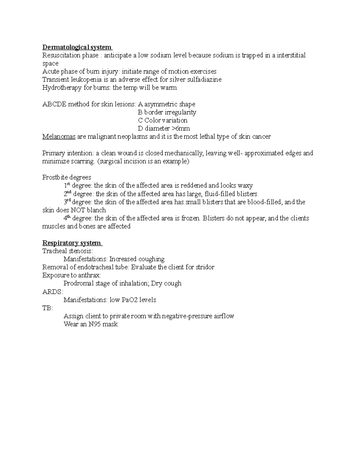 Dermatological system - Dermatological system Resuscitation phase ...