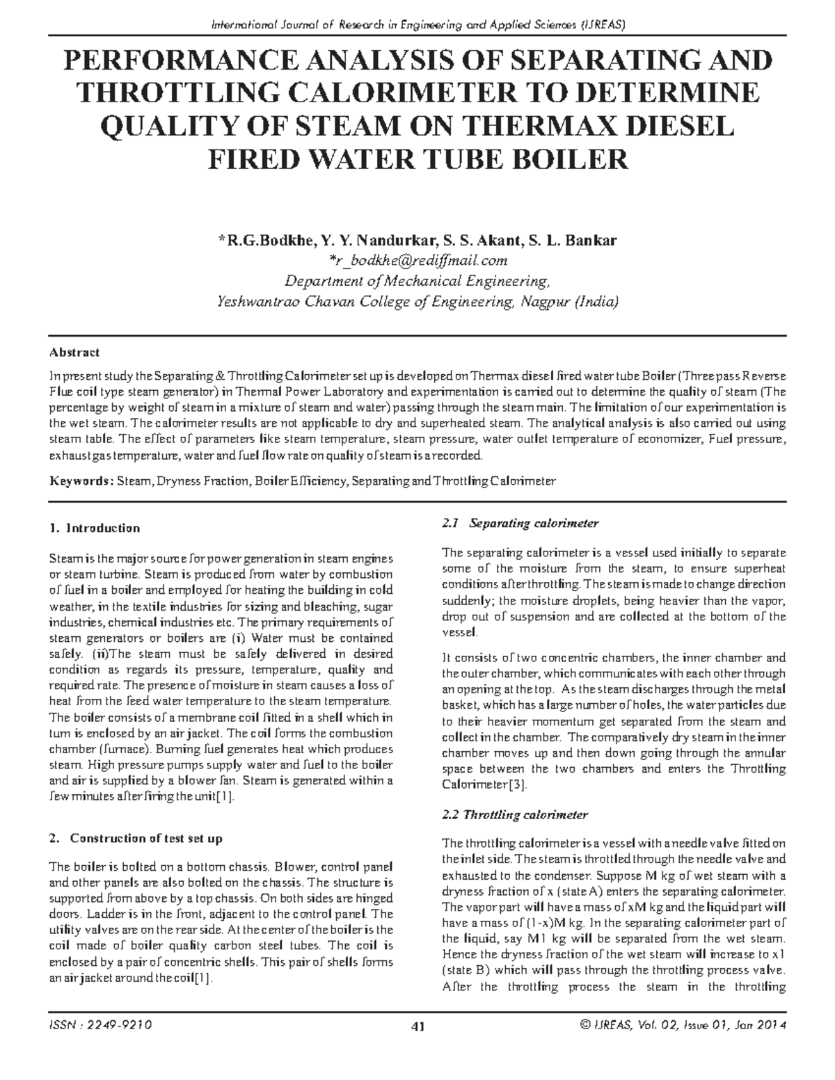 Performance analysis of separating and throttling calorimeter to ...