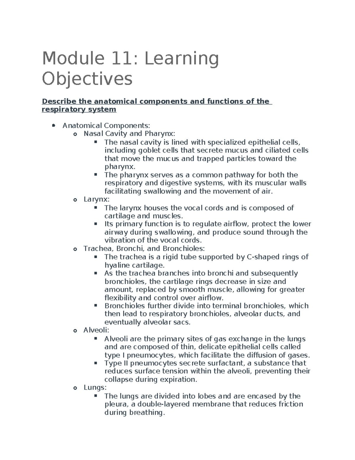 Module 11 - Module 11: Learning Objectives Describe the anatomical ...