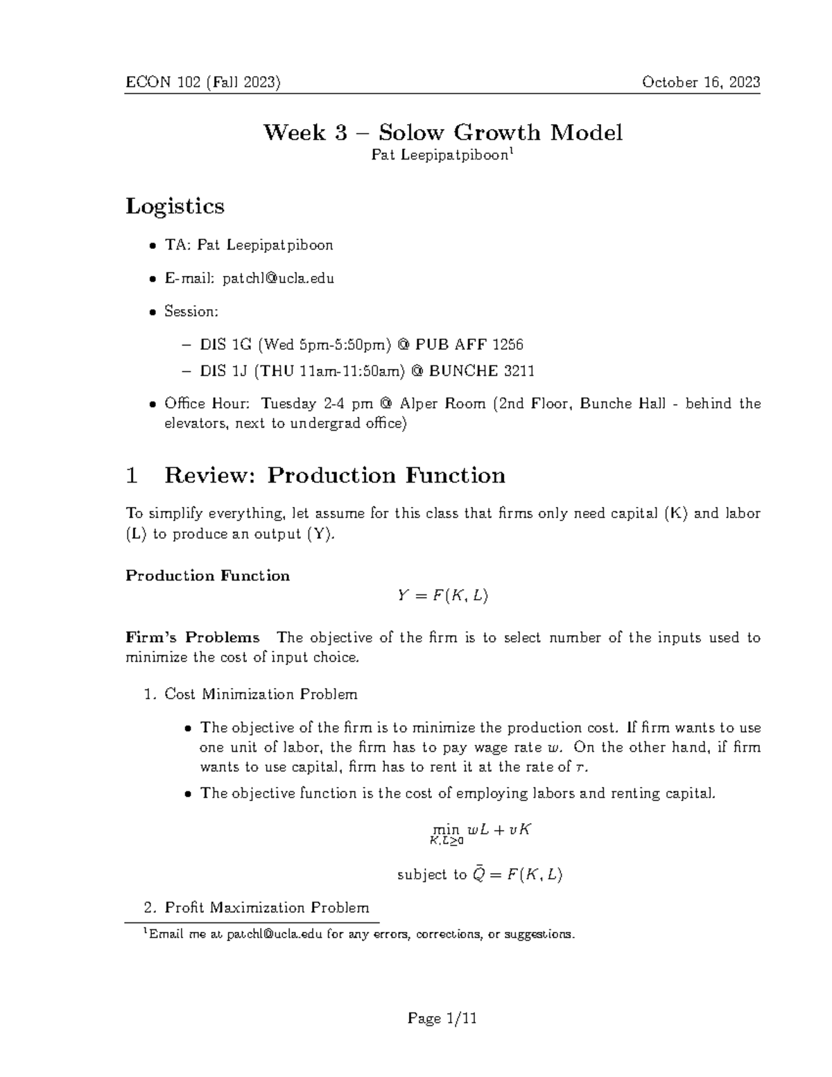 Econ102 Week3 - This is a practice material about solow growth model ...