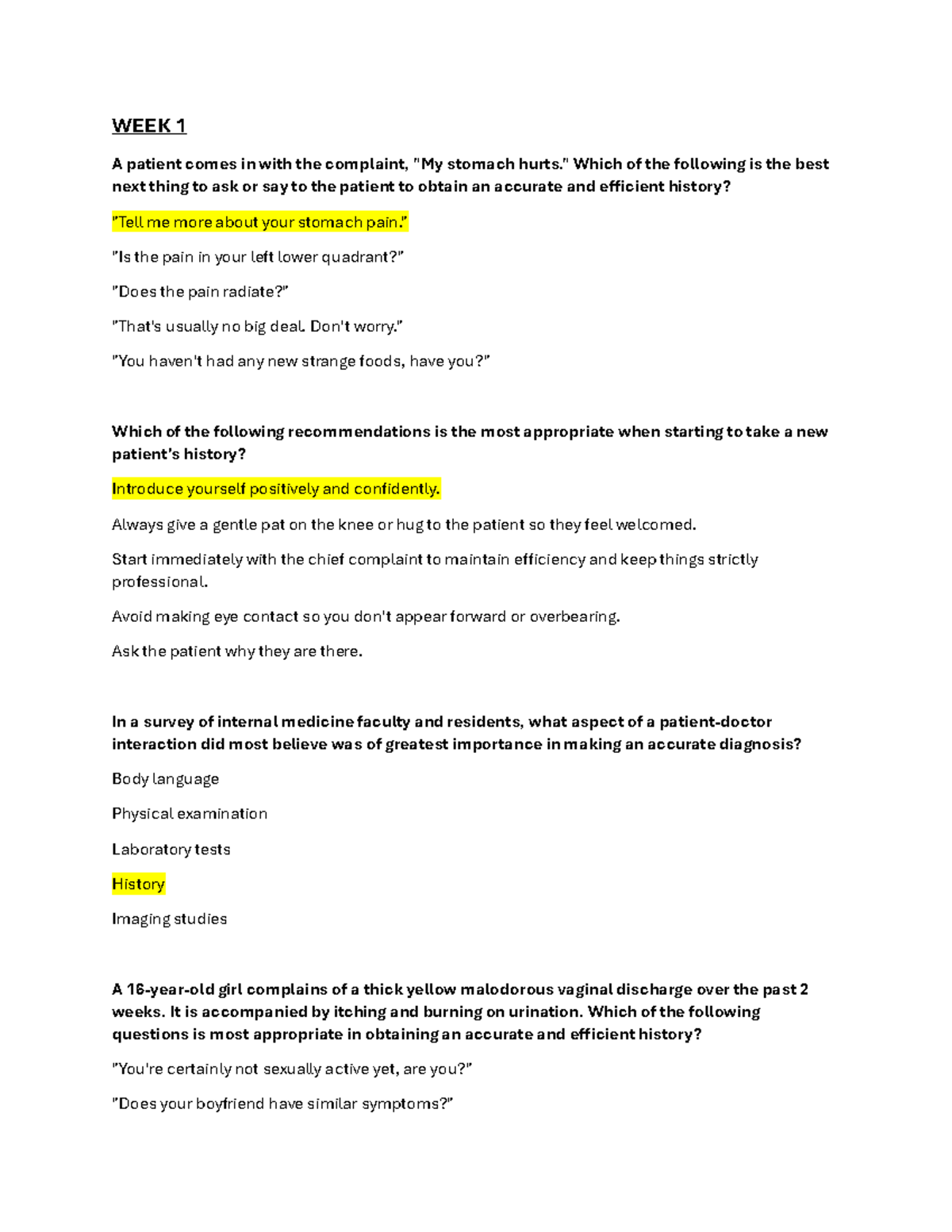 Lecture 1 - a;slkjfa;lskjdf;laksjdf;ljk - WEEK 1 A patient comes in ...