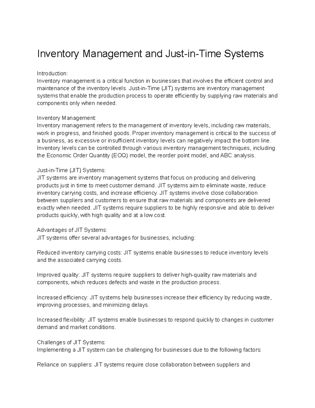 Introduction to Business (BMT-1010) Lecture 177 - Inventory Management ...