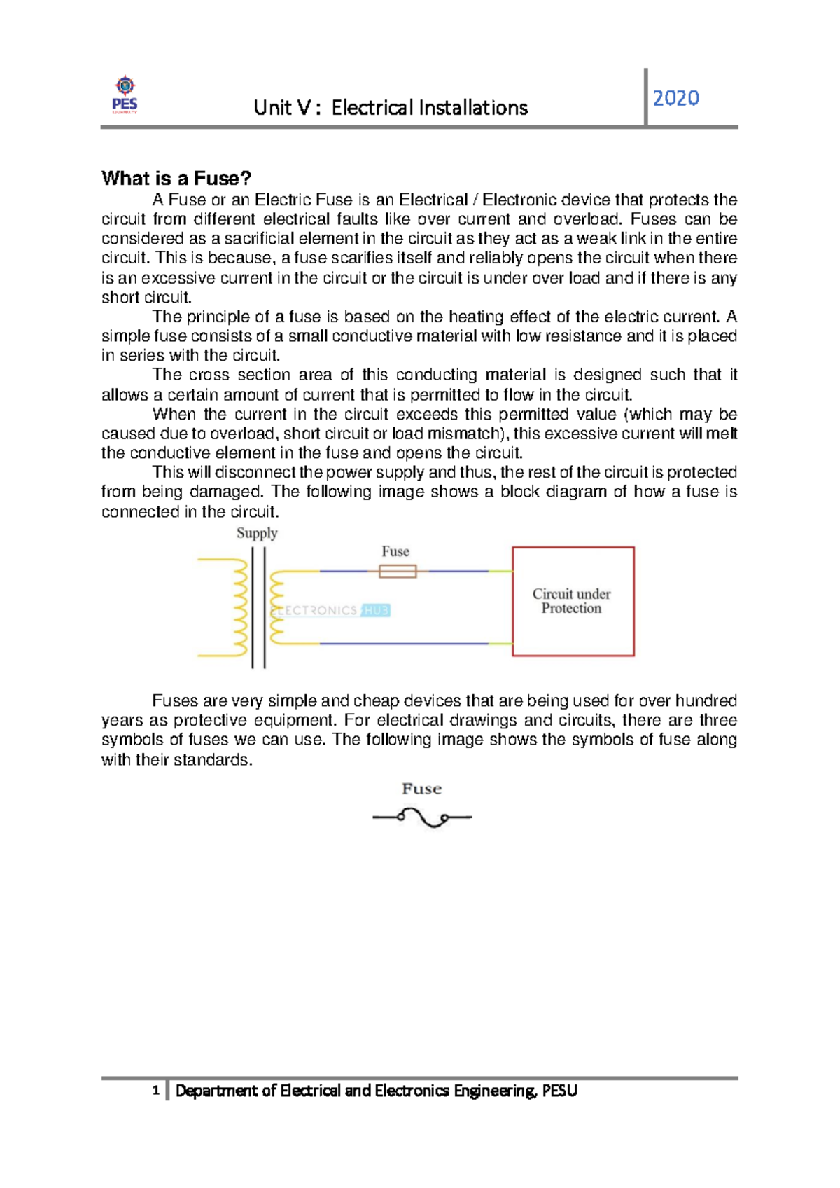 Fuses - Unit V : Electrical Installations What is a Fuse? A Fuse or an ...