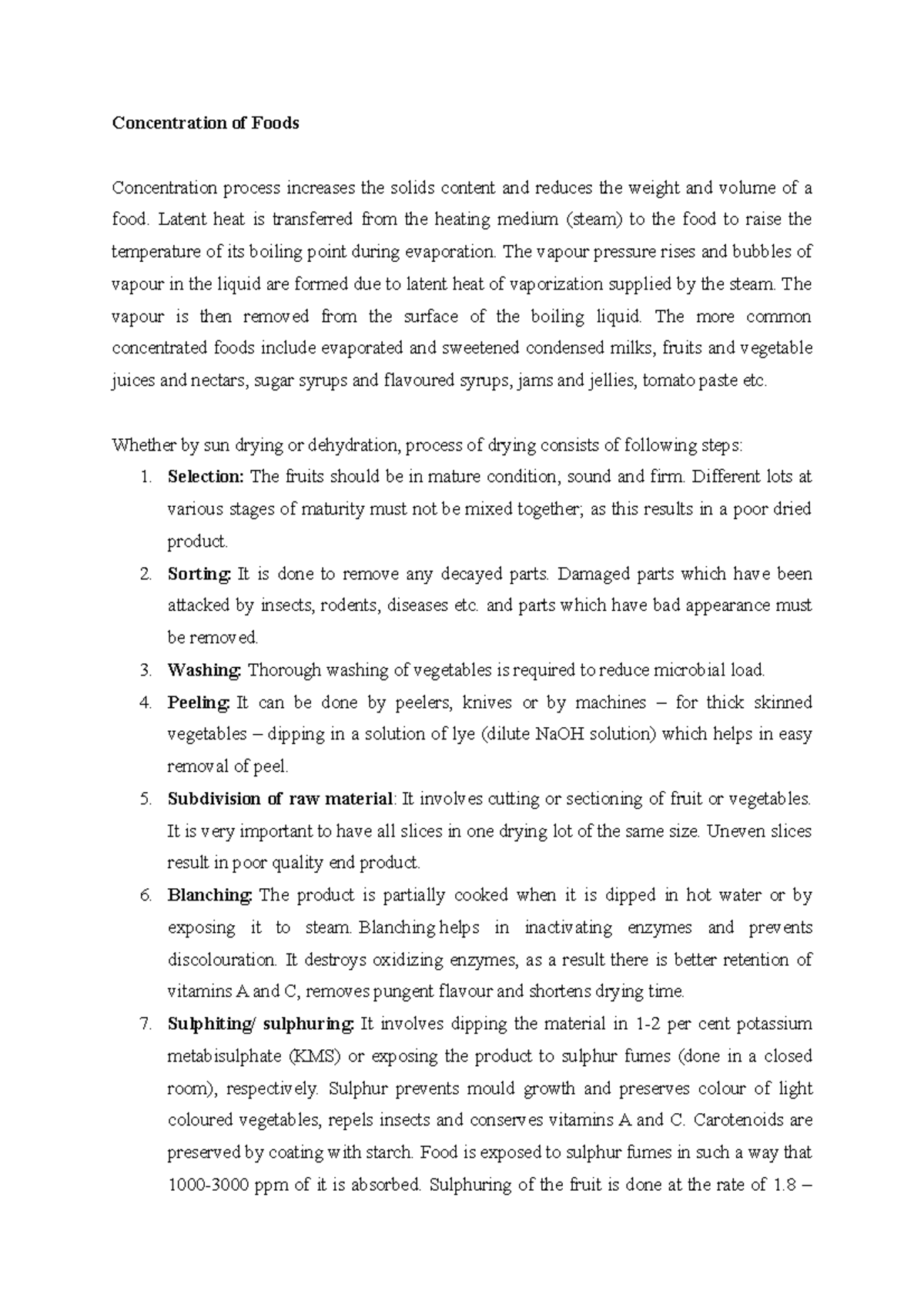 Concentration of Foods - Concentration of Foods Concentration process ...