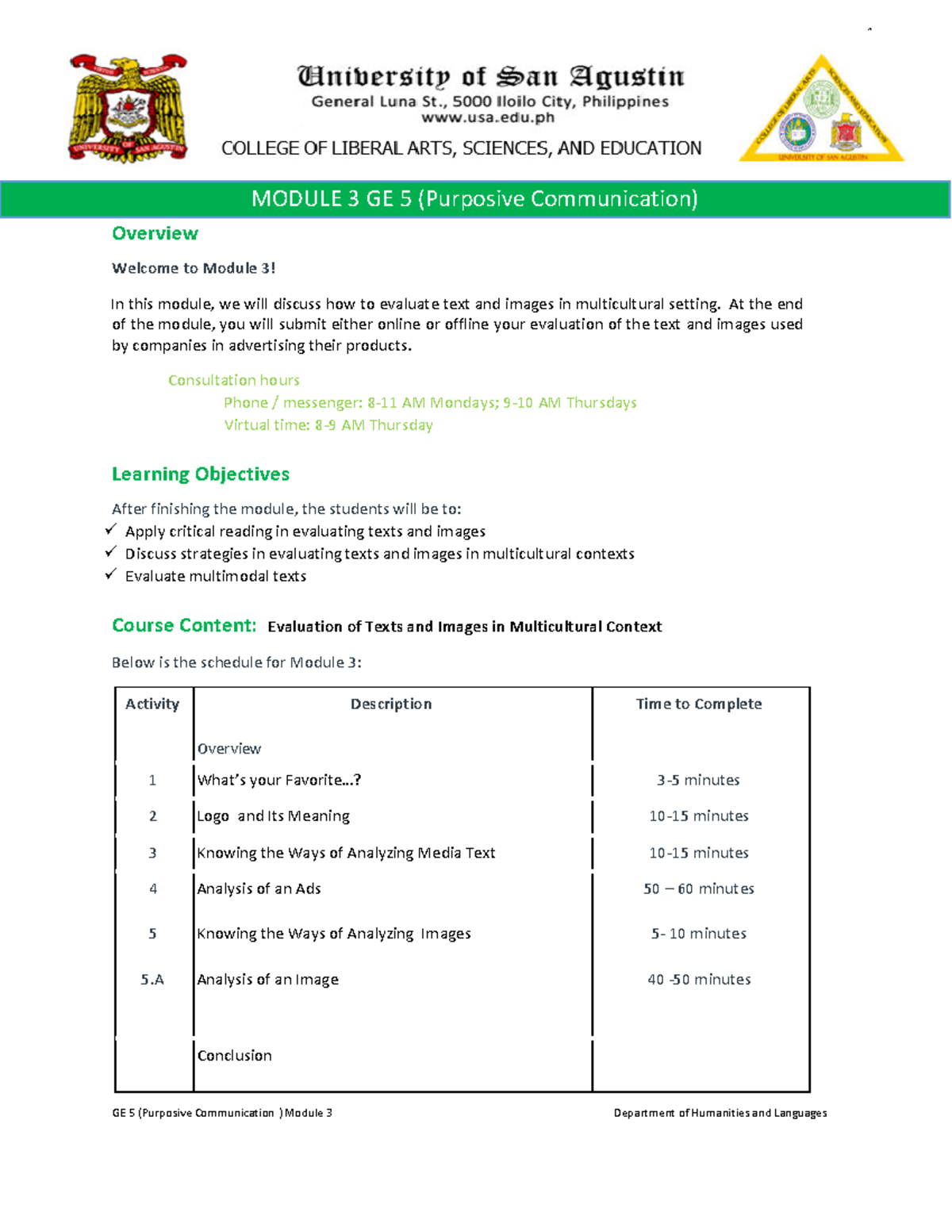 GE 5 Module 3 - rhghs - Overview Welcome to Module 3! In this module ...