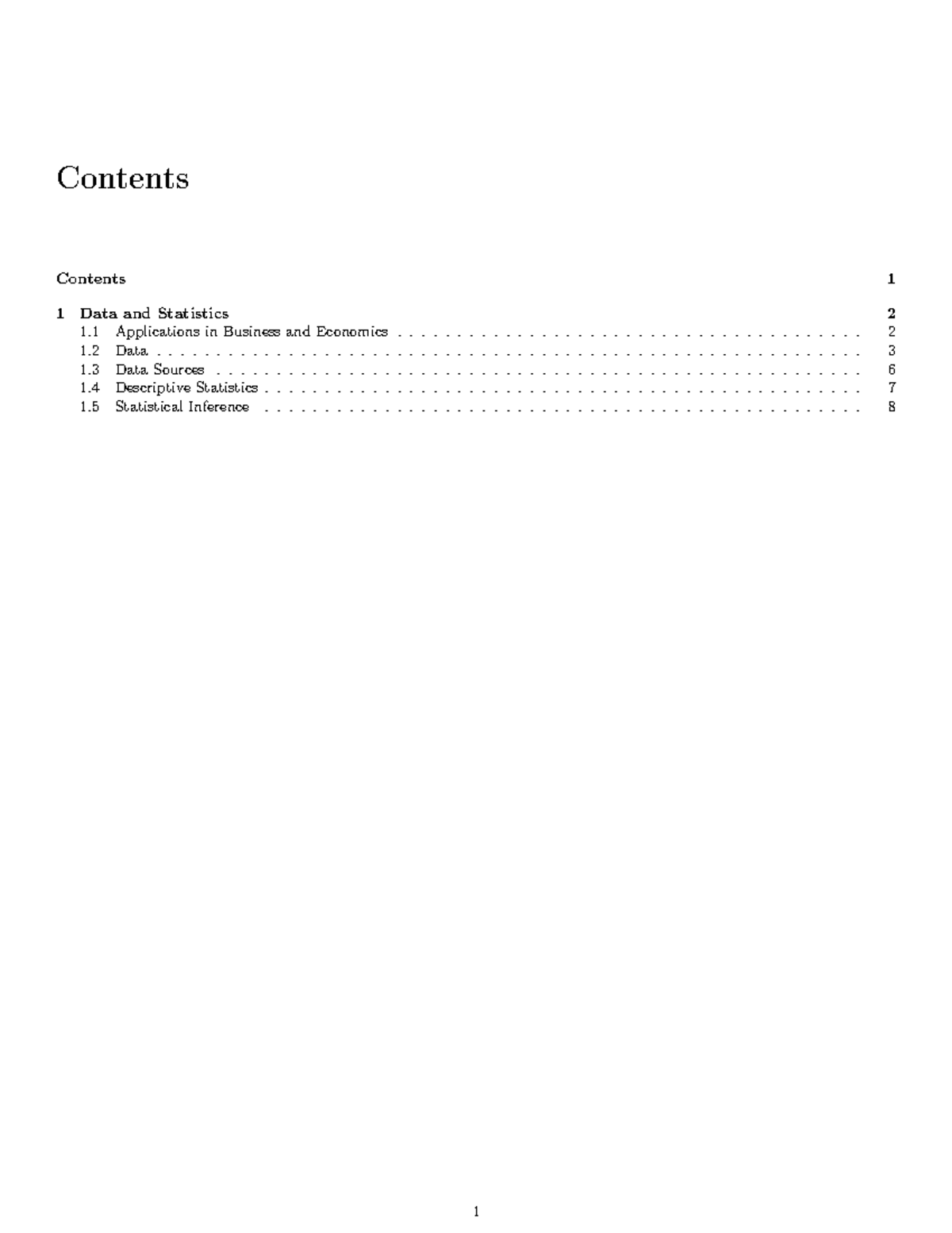 Chapter 1 - Contents Contents Contents 1 Data and Statistics 1 ...