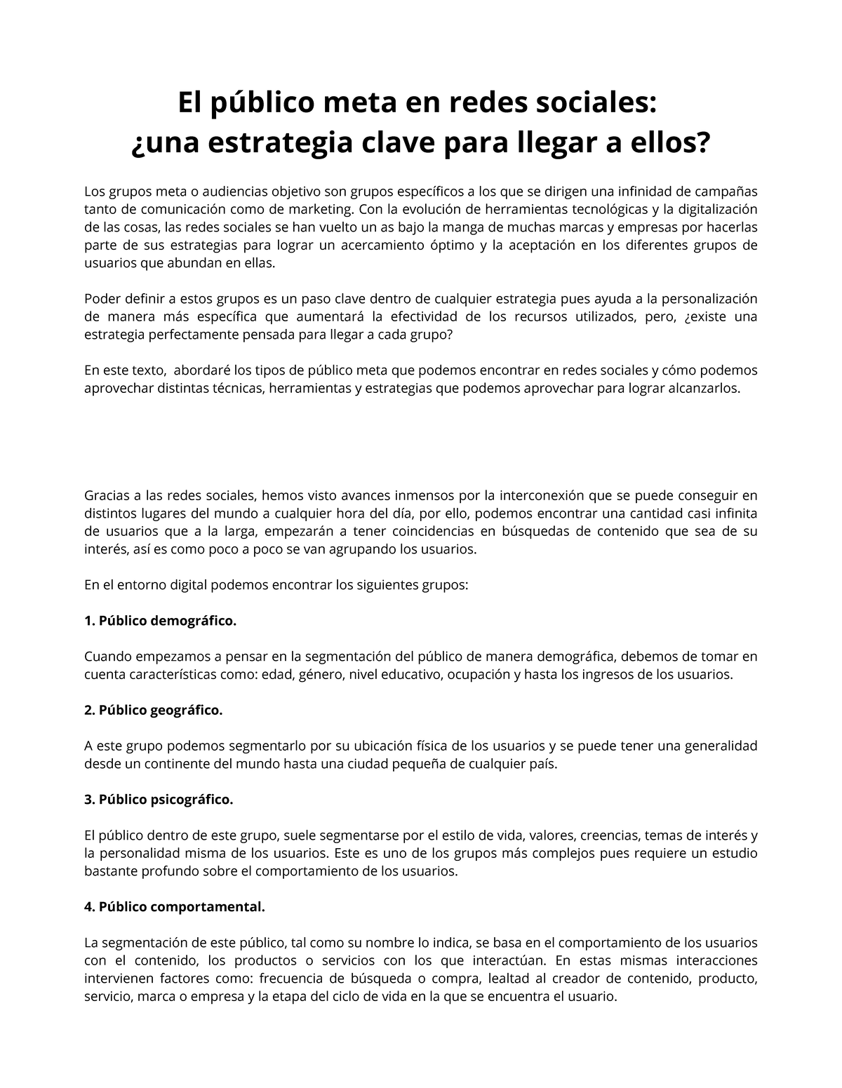 A5 Texto Argumentativo - El público meta en redes sociales: ¿una ...
