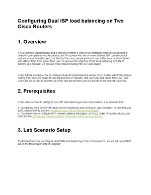 Configuring Dual WAN Failover on Two Cisco Routers - 1. Overview For network today, WAN ...