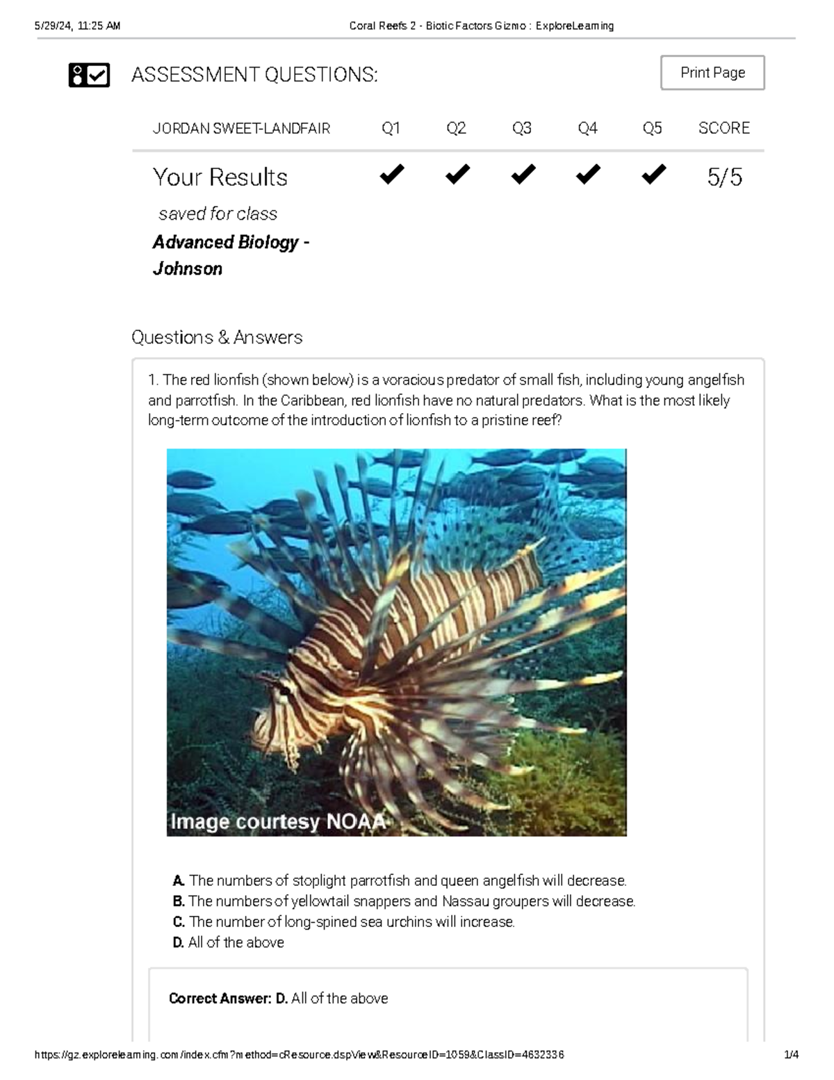Coral Reefs 2 - Biotic Factors Gizmo Explore Learning - ASSESSMENT ...