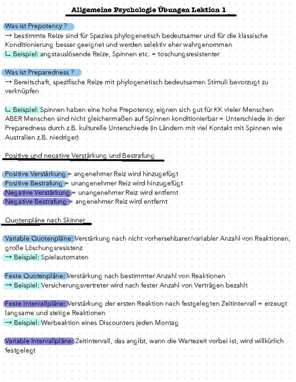 Übung Allg1 L1 - Übungen Allg 1 - Allgemeine Psychologie Übungen ...