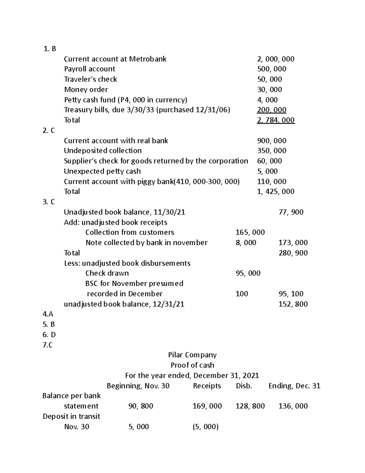 Solutions - AUDIT PROBLEMS SOLVING - 1. B Current account at Metrobank ...