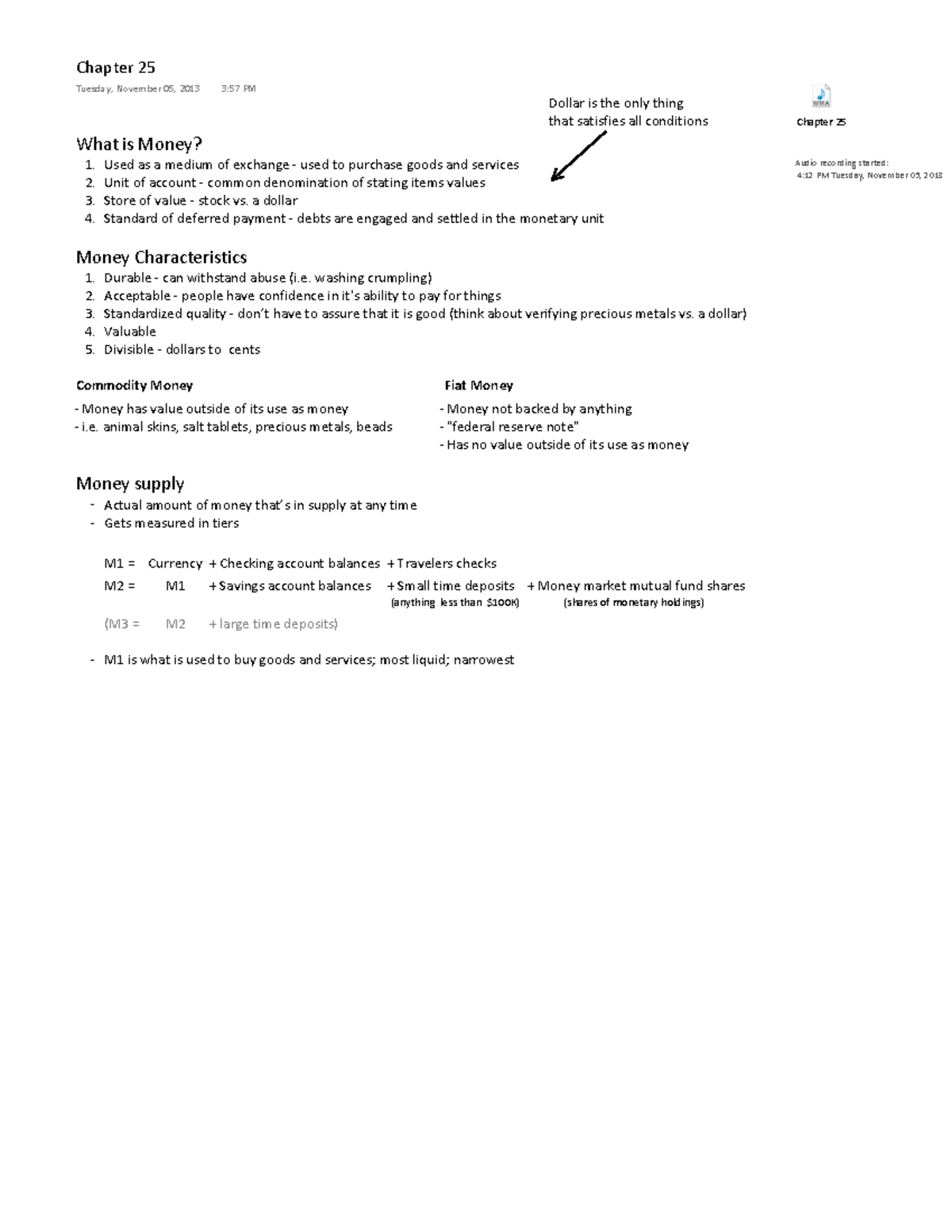 ECON102-chapter 25 - Money Supply, Money Characteristics - Warning: TT ...