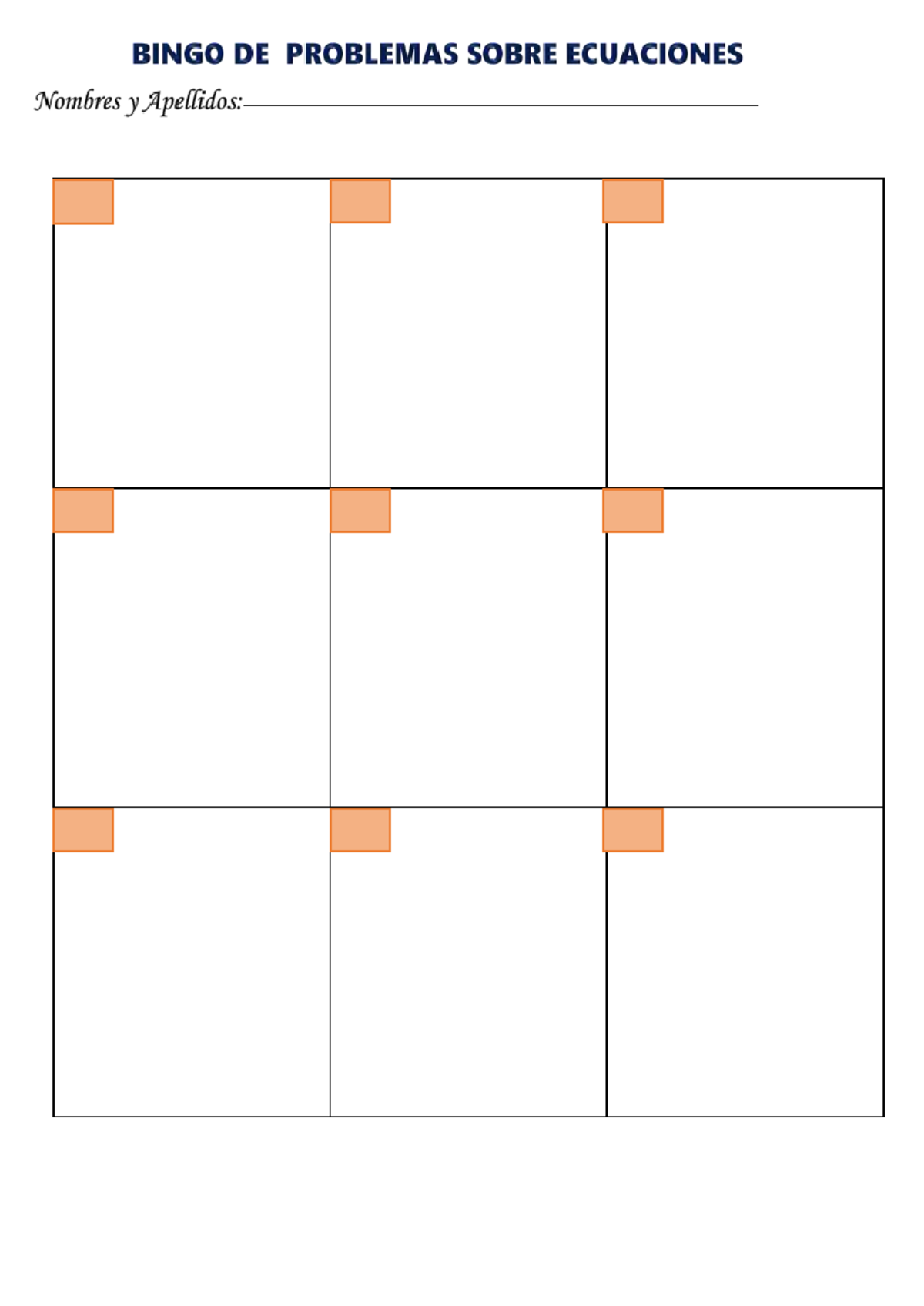 Bingo Matemático para hacerlo en su casita sobre ecuaciones y temas ...