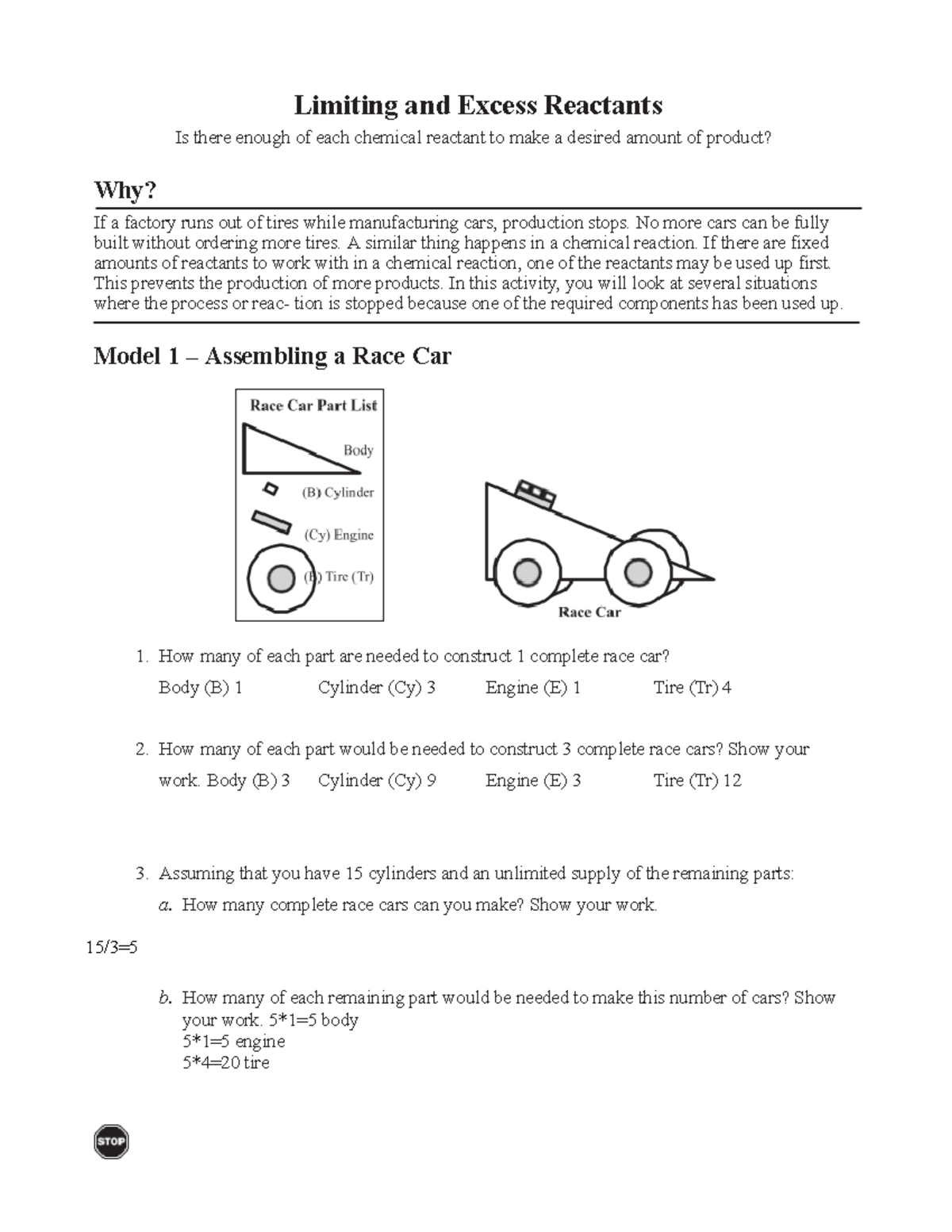 8.2 Intro to Limiting Reactant - Limiting and Excess Reactants Is there ...