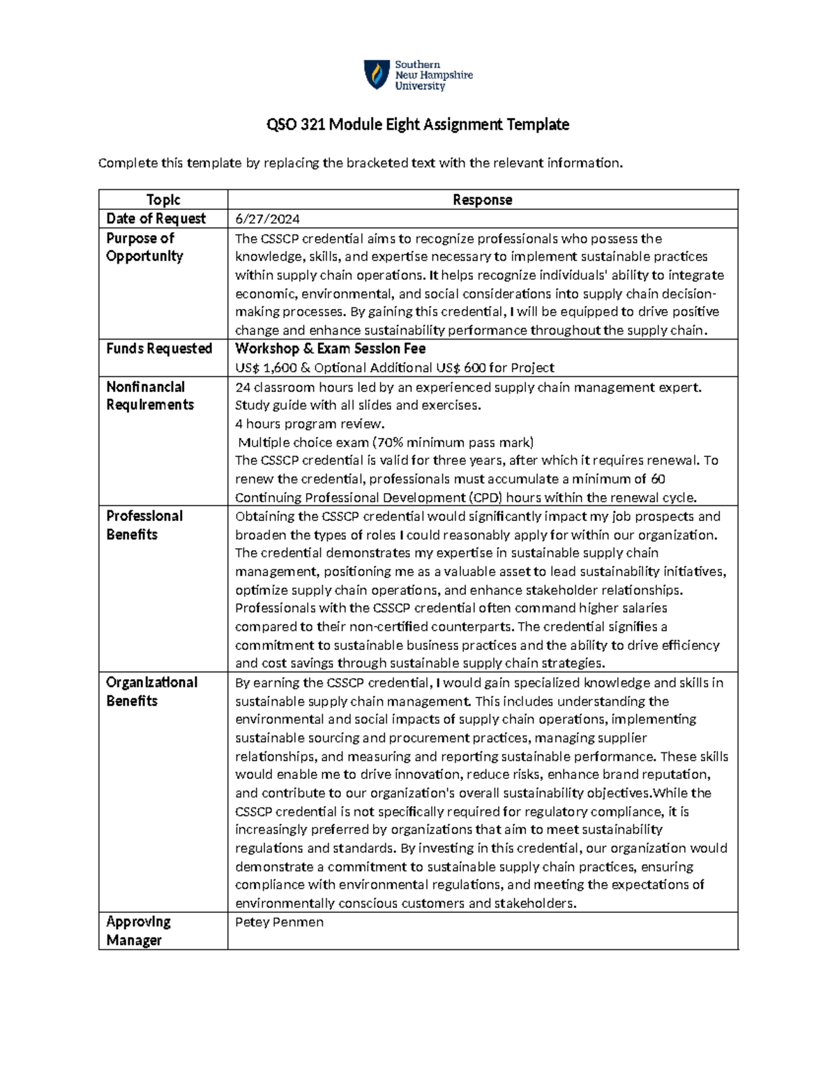 QSO 321 Module Eight Assignment - Topic Response Date of Request 6/27 ...