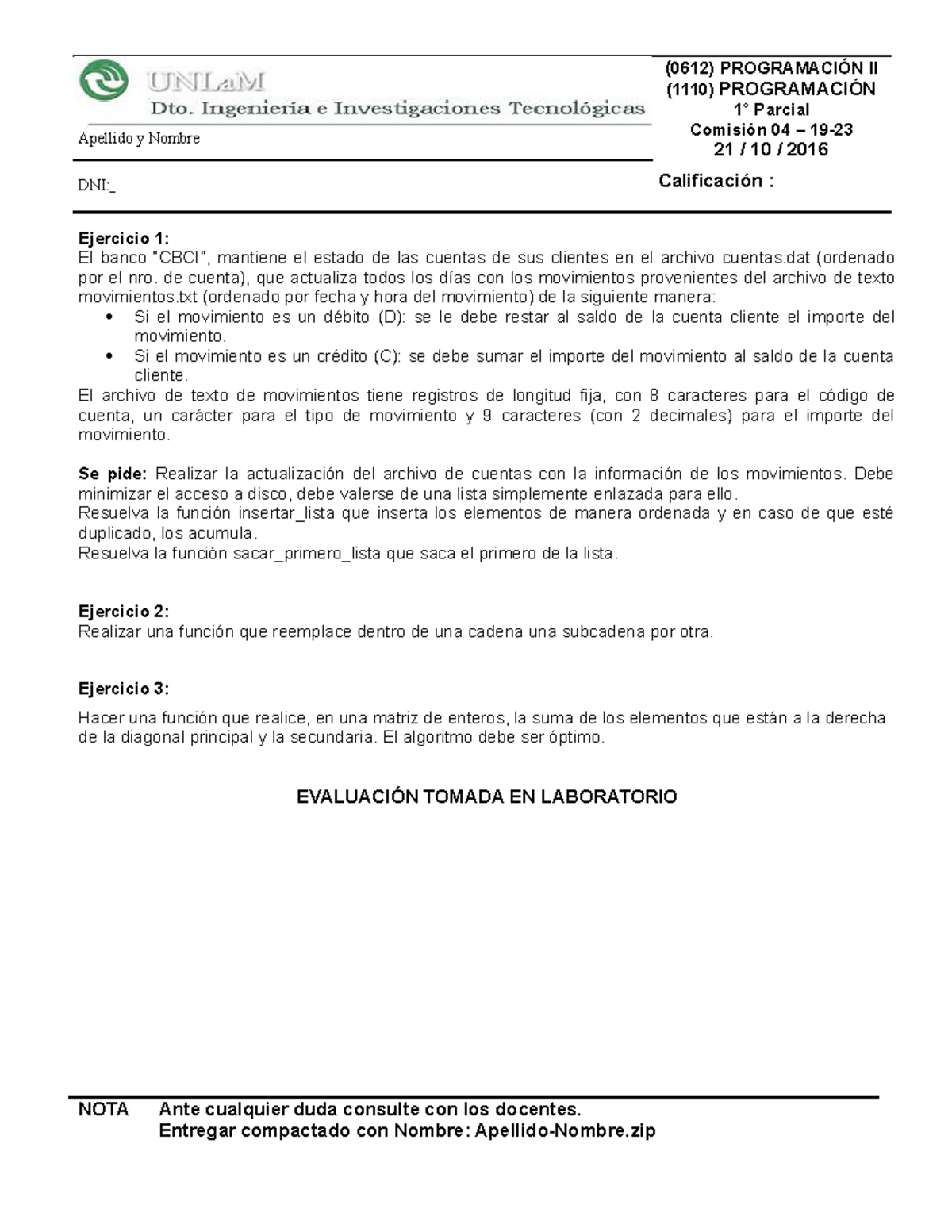 PI 2018 06 08 - Primer Parcial de Programacion con el profesor Federico ...