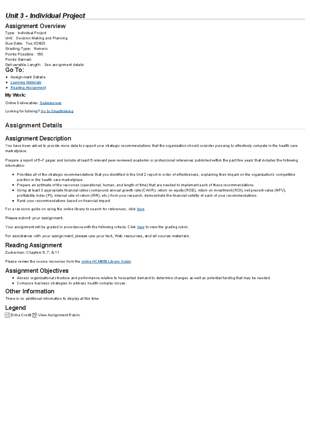 Assignment Details 1P 3 - Assignment Details Assignment Description You have been asked to ...