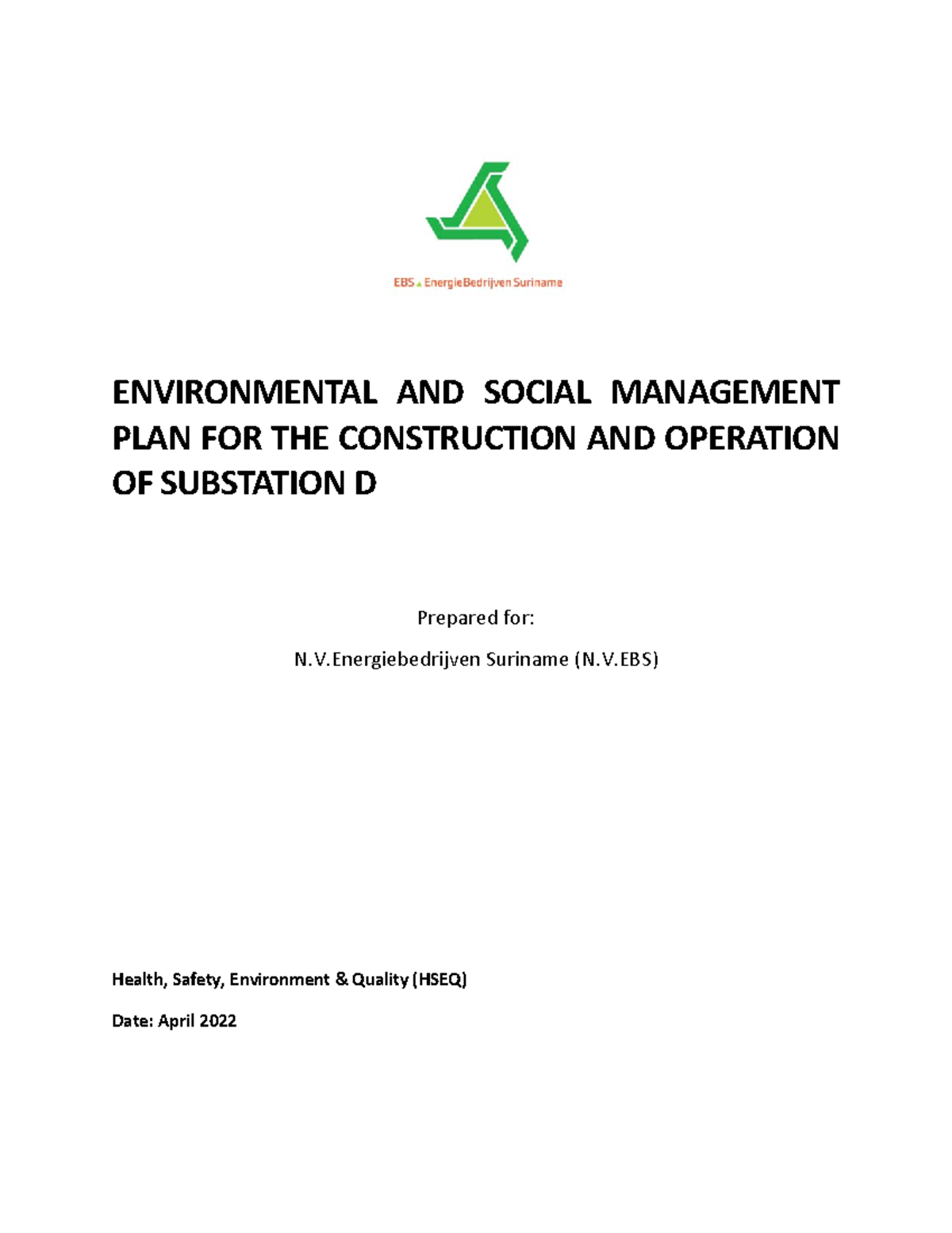 Final ESMP Substation D Finalpdf - ENVIRONMENTAL AND SOCIAL MANAGEMENT ...