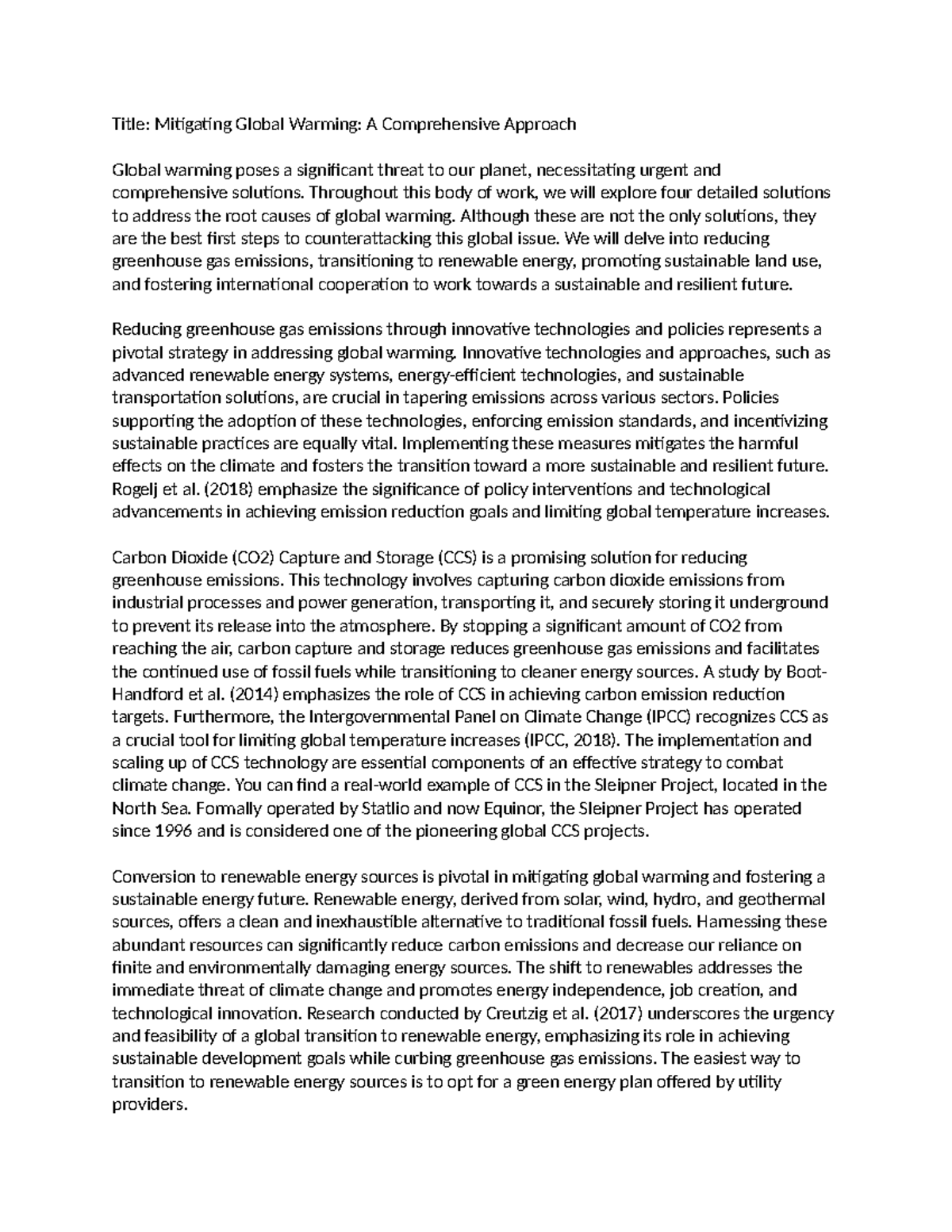 Persuasive Essay Task 4 PASS - Title: Mitigating Global Warming: A ...