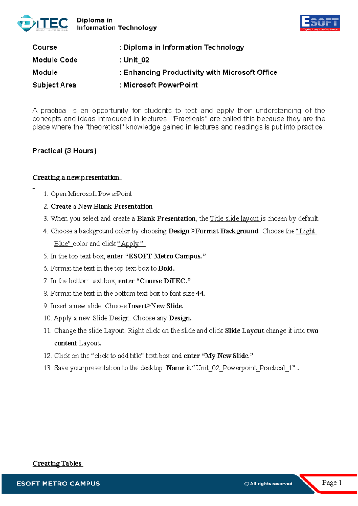 2839-1637316609952-Practical 2.6 [3 hours] - Course : Diploma in Information Technology Module ...