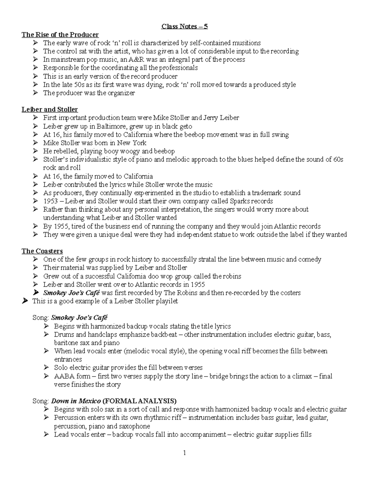 Class Notes - unit 5 - Music ???? - U of L - Studocu